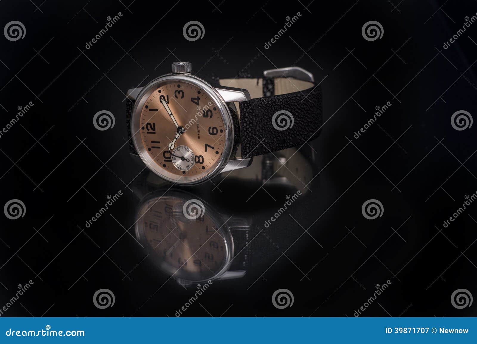 Wristwatch on black stock image. Image of strap, steel - 39871707