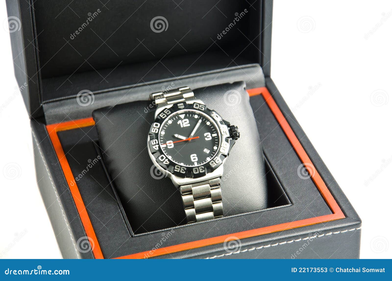 Wristwatch in the box. stock image. Image of gold, hour - 22173553