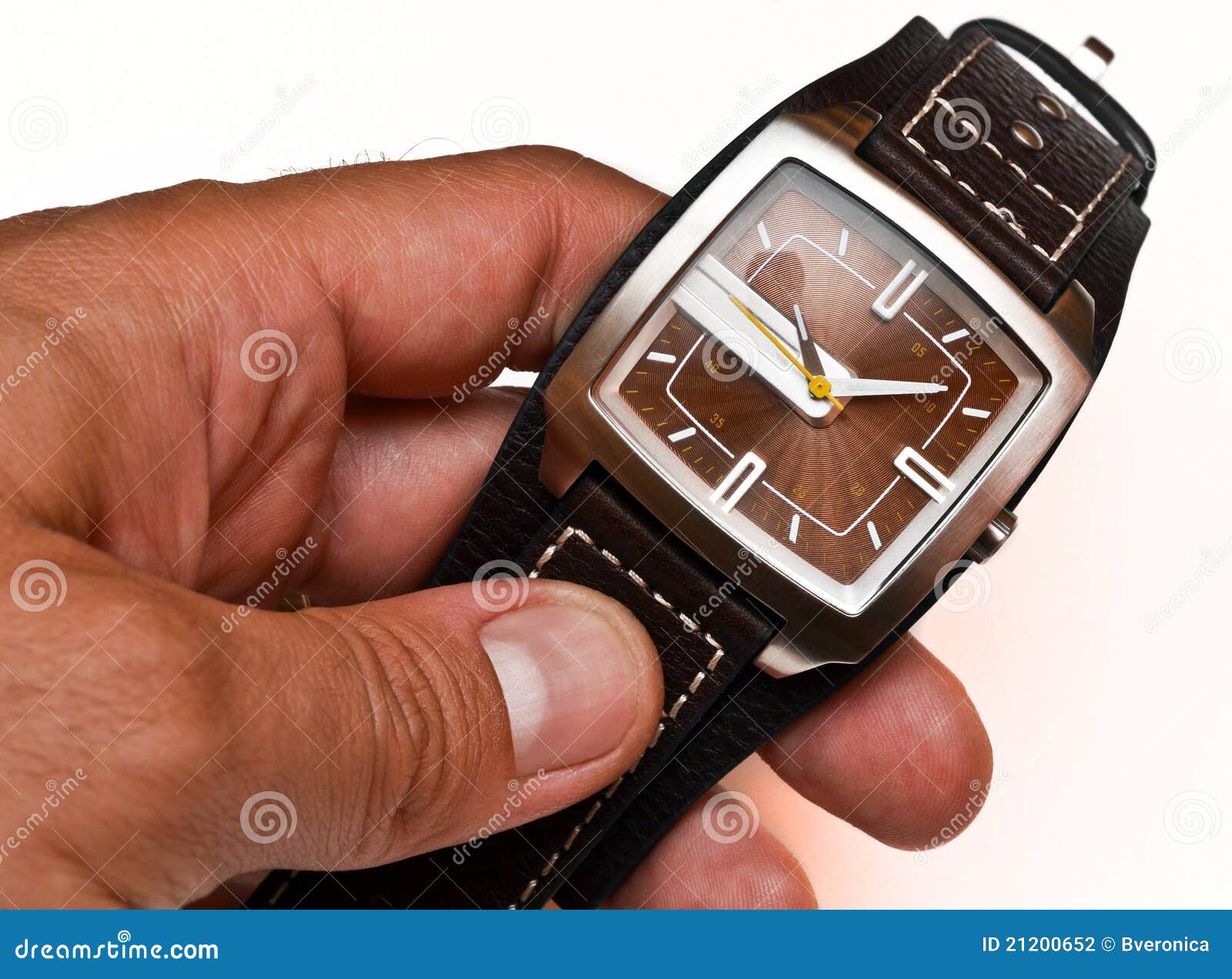 Wristwatch on hand stock photo. Image of faced, metal - 21200652