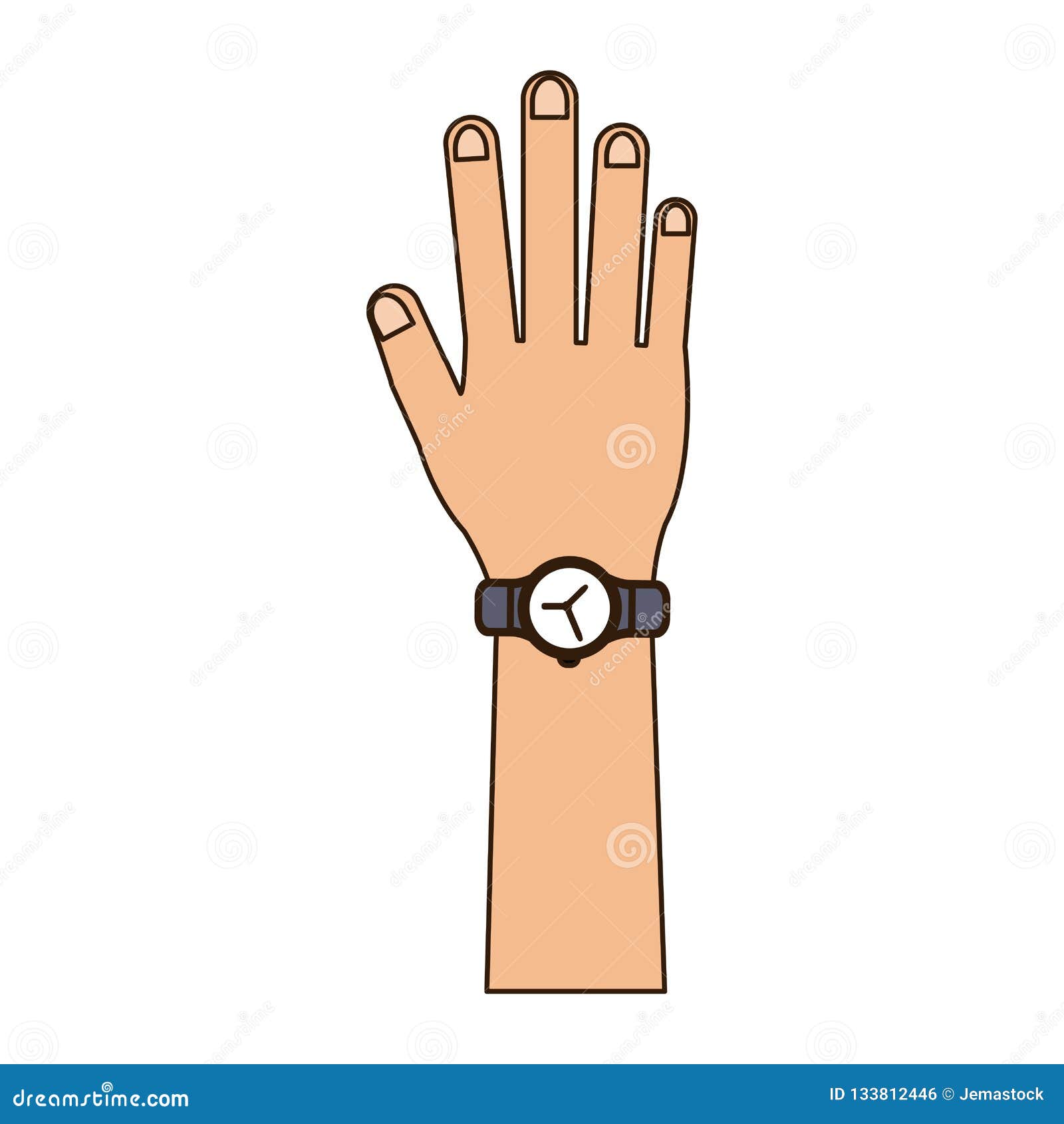 Wristwatch and hand stock vector. Illustration of moment - 133812446