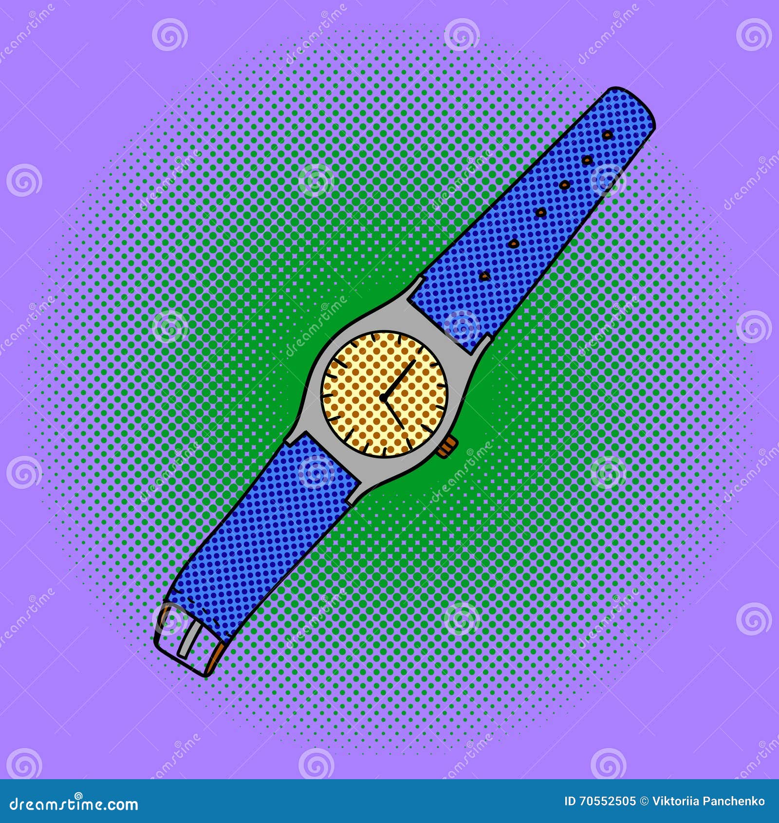 Wristwatch Pop Art Vector Illustration Stock Vector - Illustration of ...