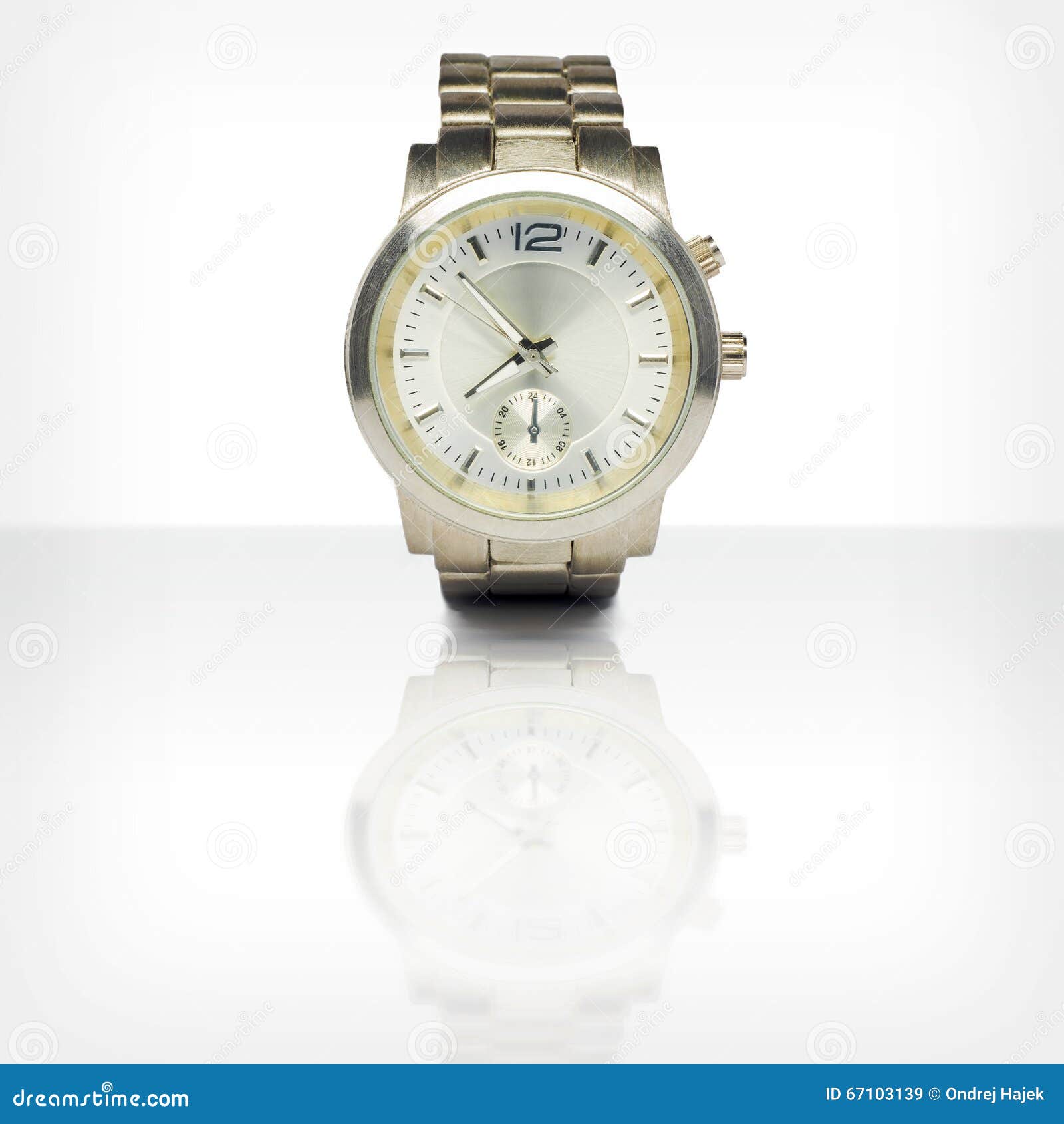 Wristwatch with reflection stock image. Image of macro - 67103139