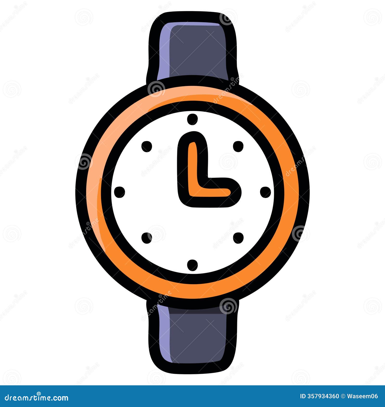 Wristwatch Vector Illustration Isolated On White Background. Hand-drawn ...