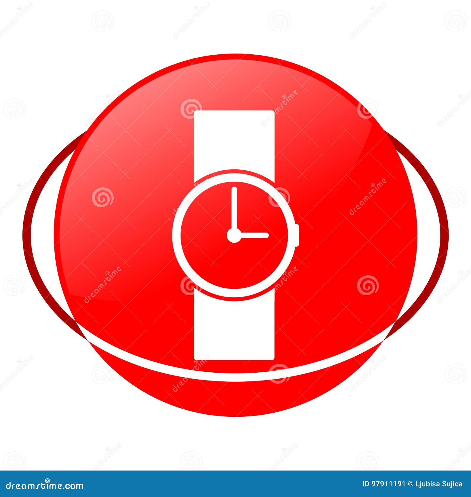 Wristwatch Vector Illustration, Red Icon Stock Vector - Illustration of ...