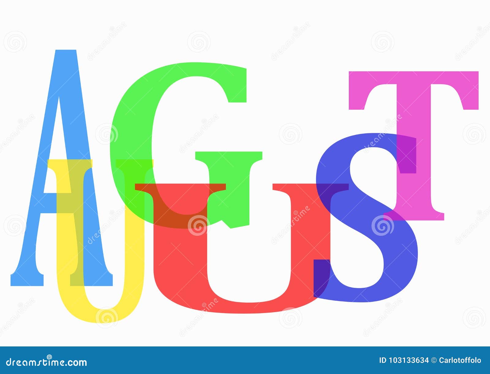 August With Colorful Letters Stock Vector - Illustration of agenda ...