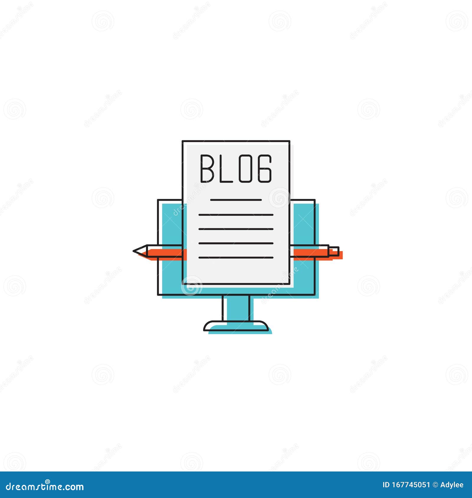 Write Blog Post Vector Icon Symbol Isolated on White Background Stock ...