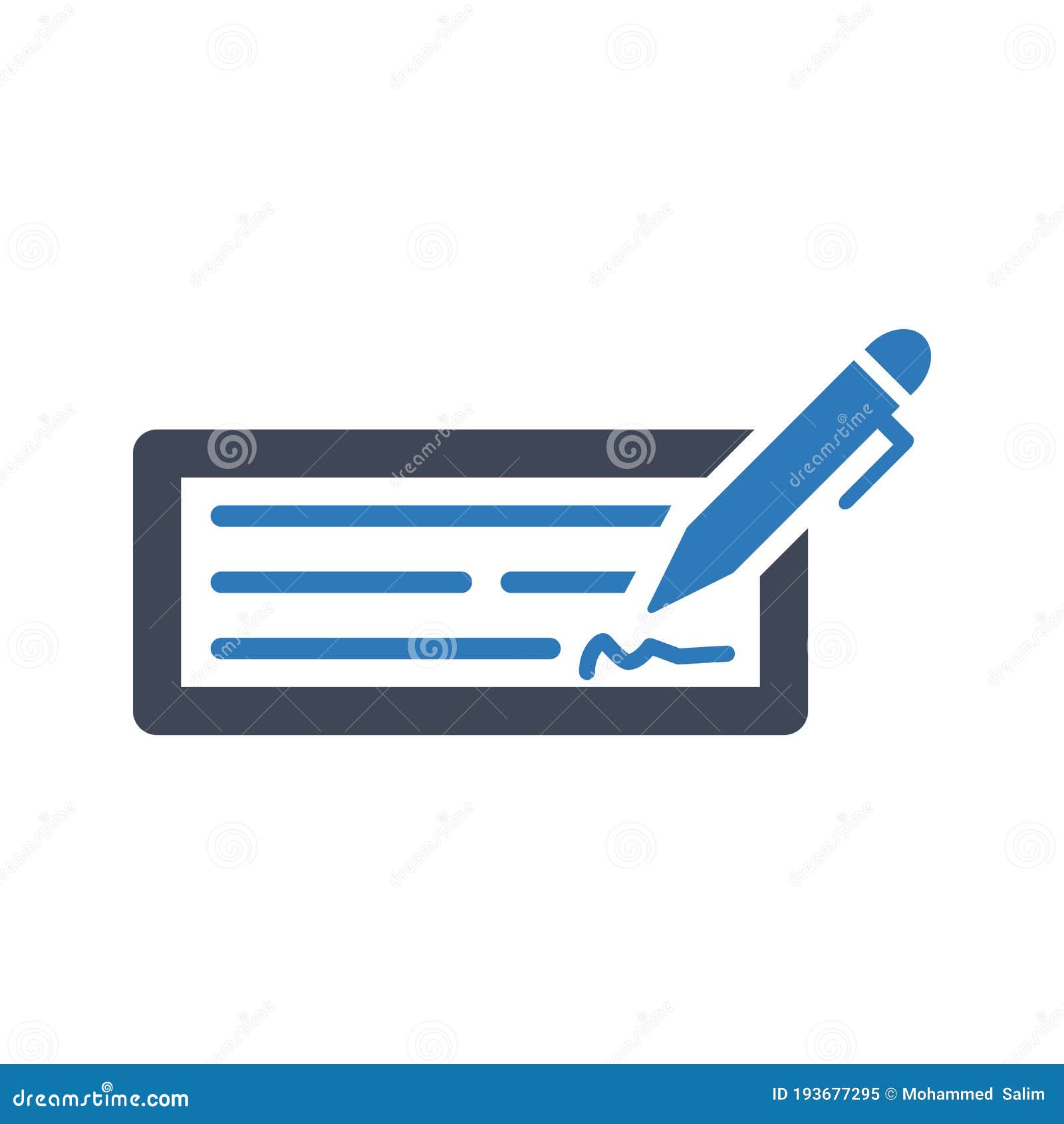 Write a Check Flat Vector Icon Stock Vector - Illustration of icon ...