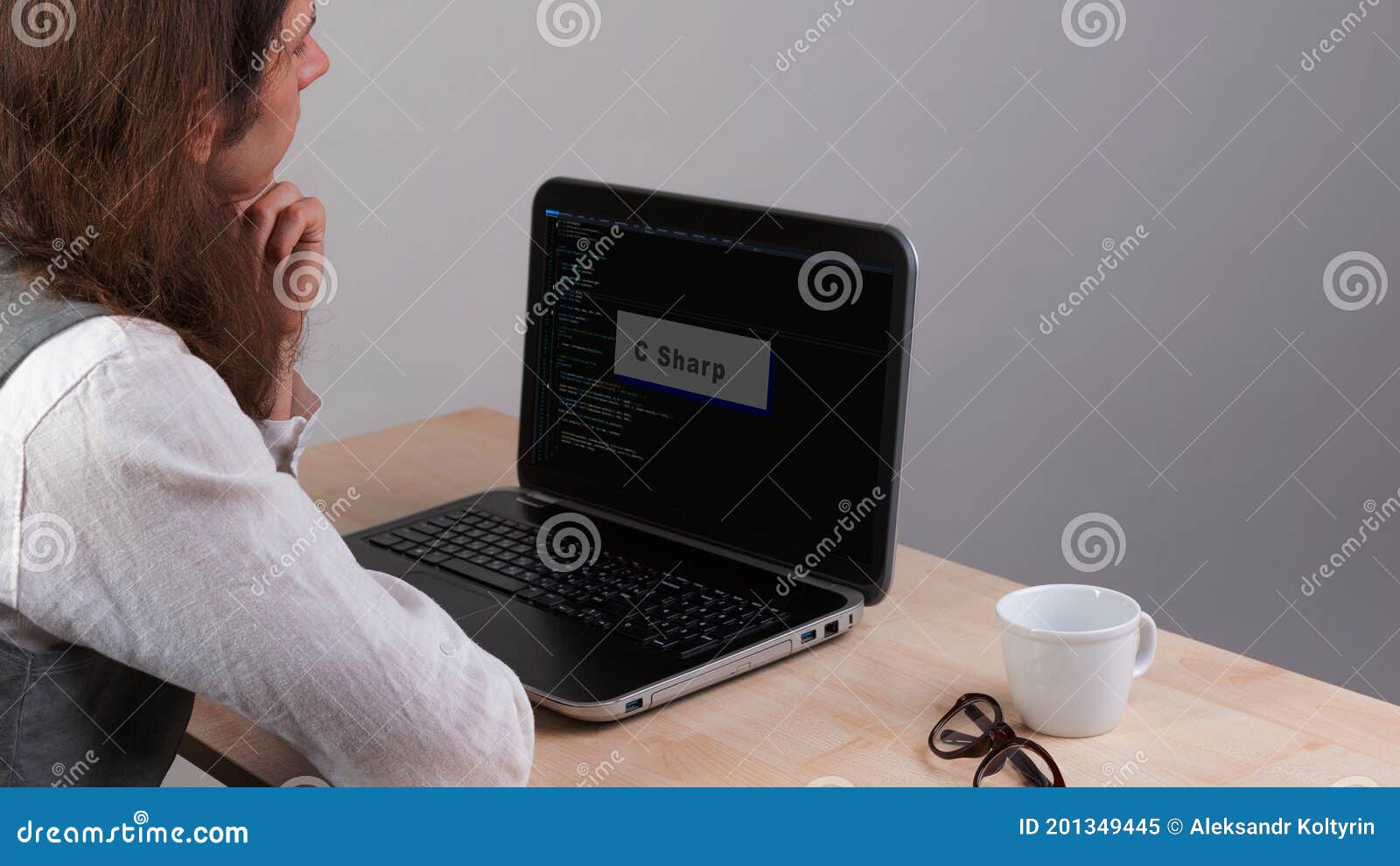Write Code And Learn Programming Languages Development In The C Sharp Language Stock Image