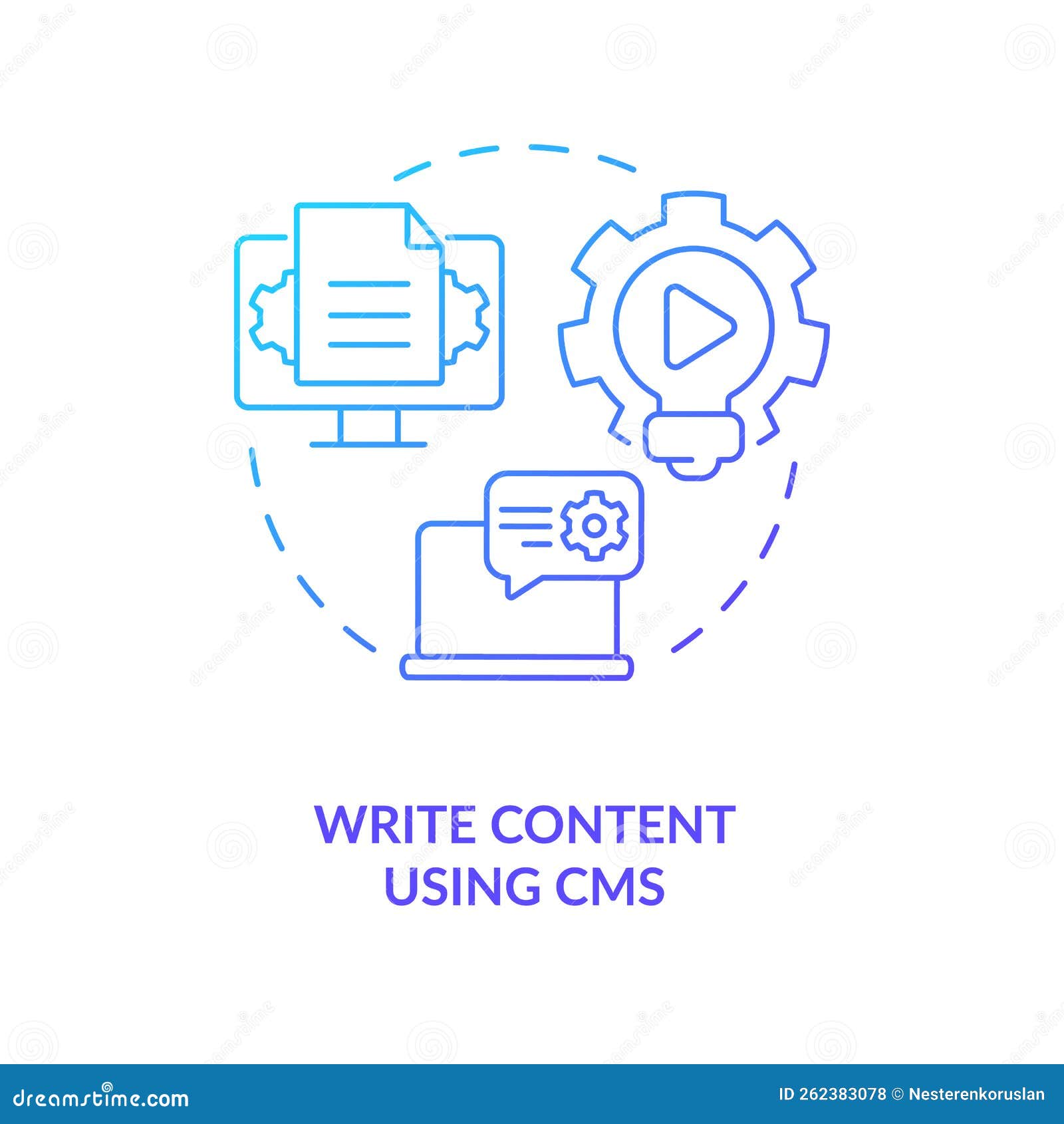 Write Content Using CMS Blue Gradient Concept Icon Stock Vector ...