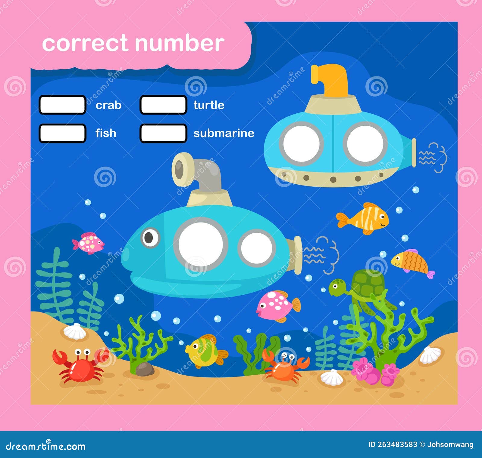 Write the correct numbers stock vector. Illustration of cartoon - 263483583