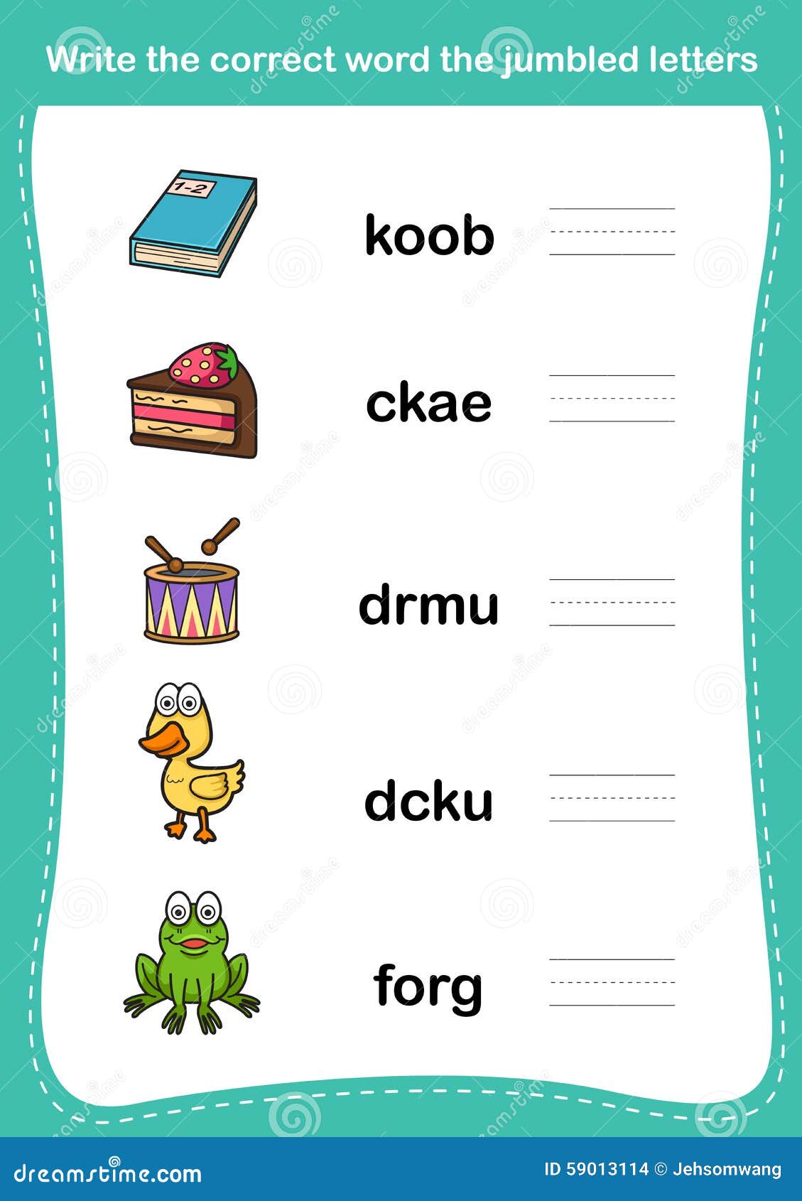 Write The Correct Word The Jumbled Letters Vector Illustration ...