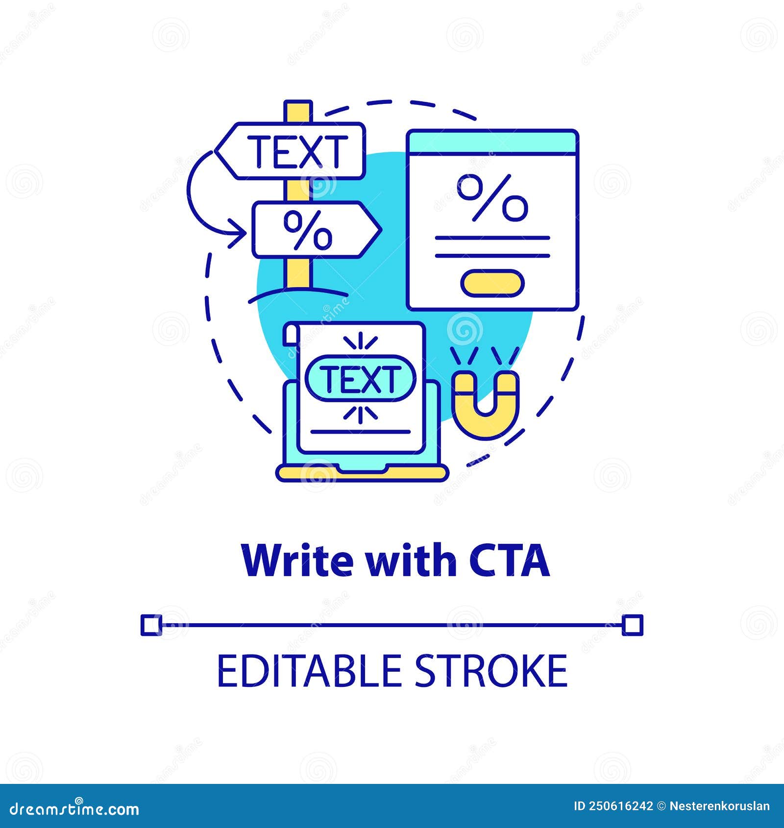 Write with CTA Concept Icon Stock Vector - Illustration of online ...