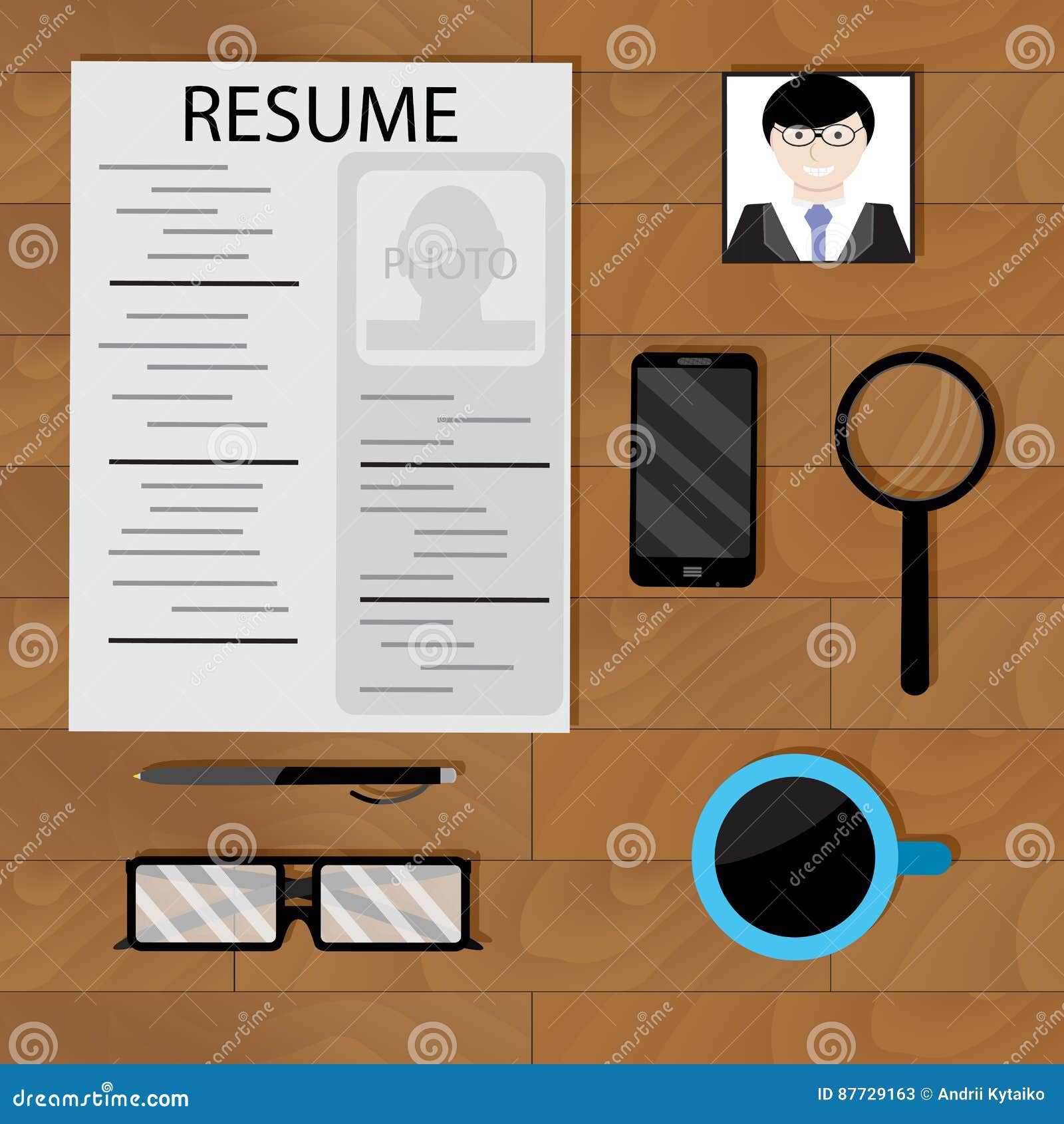 Write CV with photo stock vector. Illustration of recruitment - 87729163