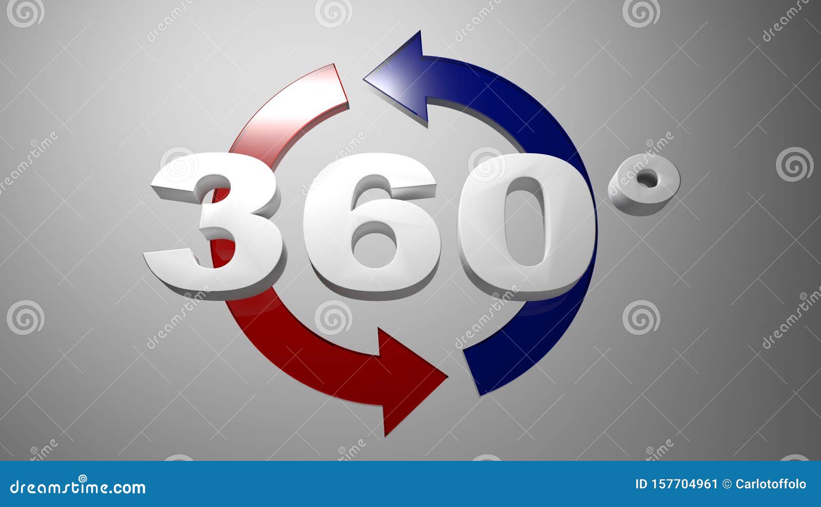 360 Degrees in White Characters, in Front of Two Rotating Arrows - 3D ...