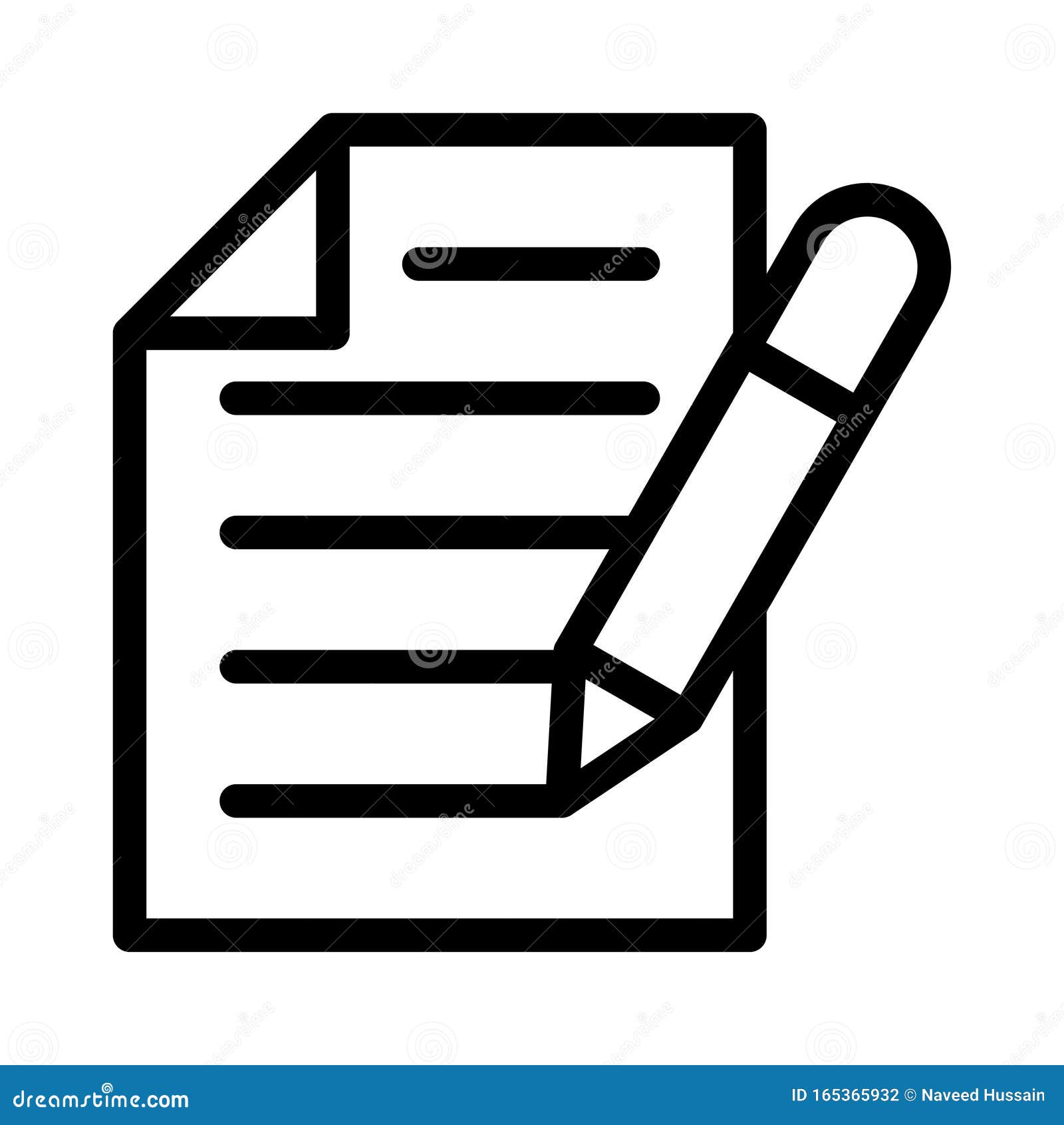 Write Document Vector Thin Line Icon Stock Vector Illustration Of