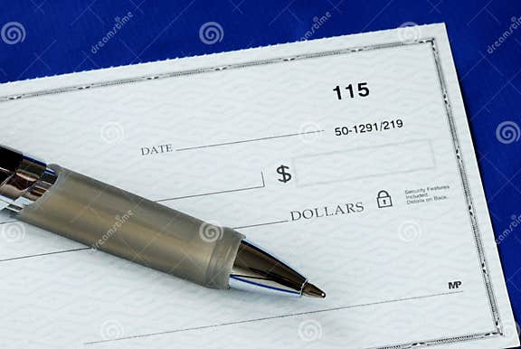 Write the Dollar Amount on the Check Stock Image - Image of bank, blue ...