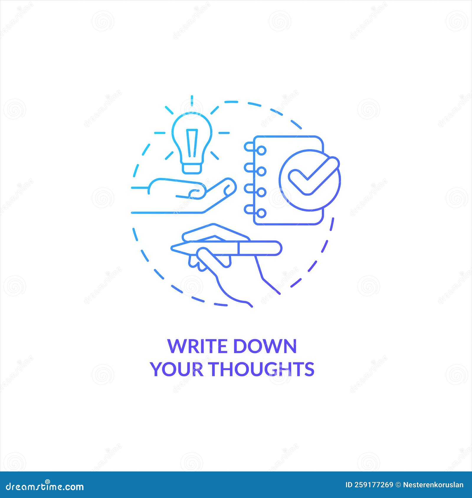 Write Down Your Thoughts Blue Gradient Concept Icon Stock Vector ...