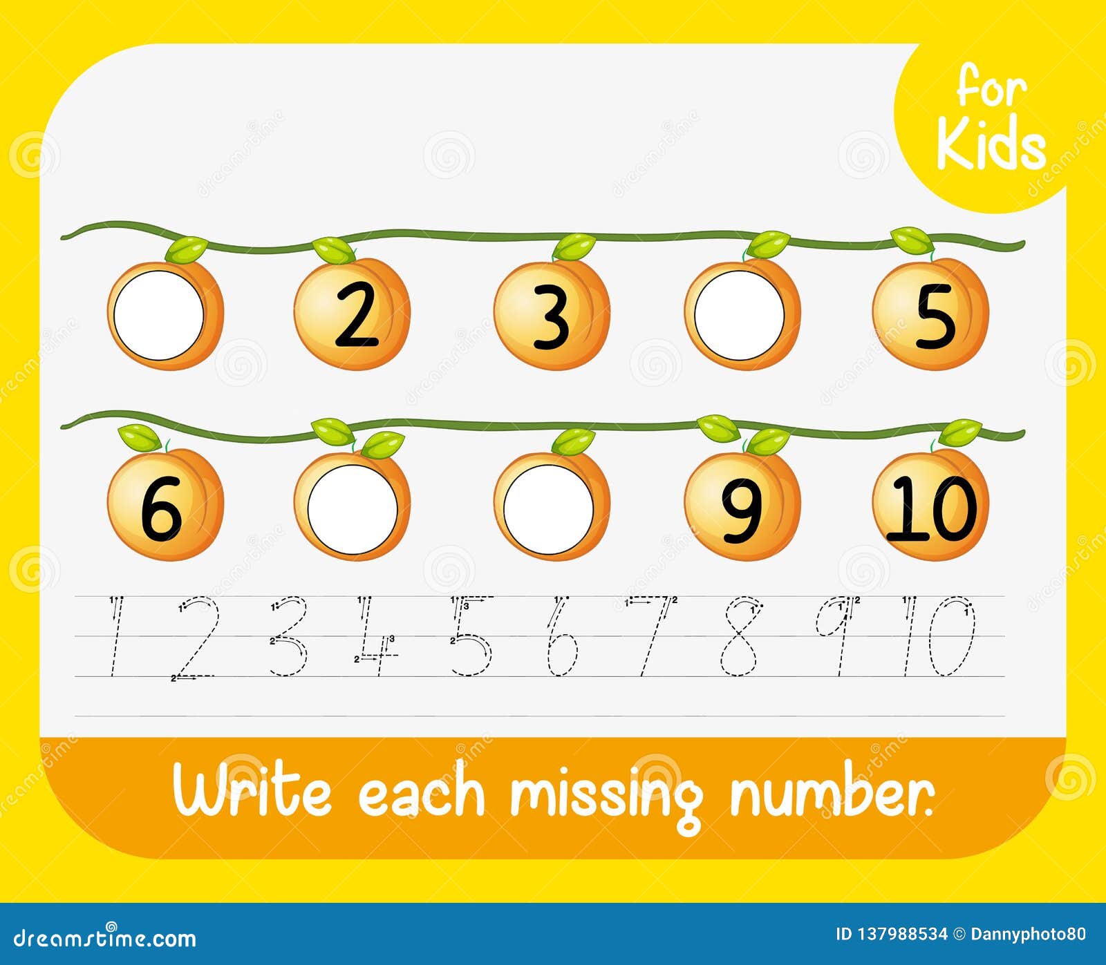 Write Each Missing Number Worksheet Stock Vector - Illustration of ...