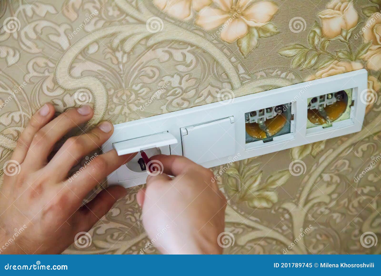 Write Electrical Work, Switch and Socket Installation.selectiv Focus ...