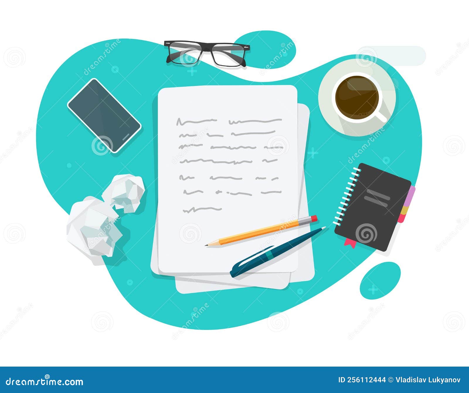 Write Essay Content on Author Work Table Vector or Copywriter Text ...