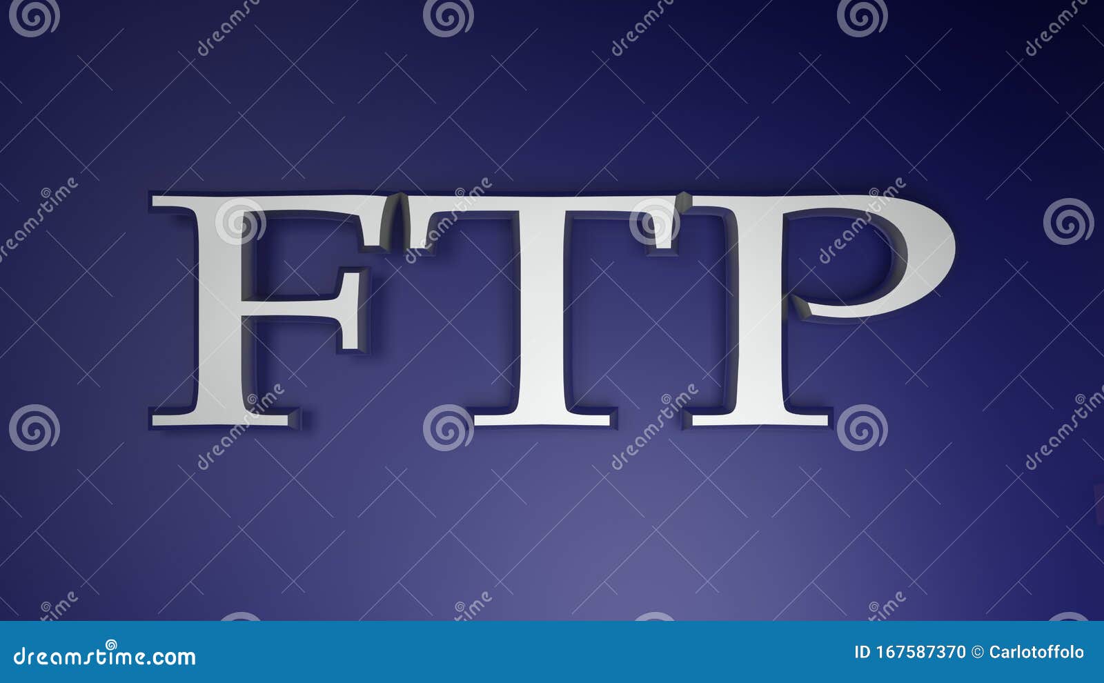 FTP Chrome Write on Blue Background - 3D Rendering Illustration Stock ...