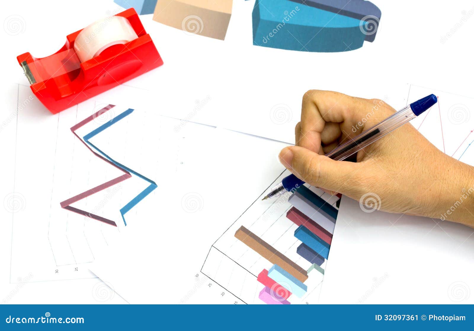 Write Graph and Chart for Report Work Marketing Stock Image - Image of ...