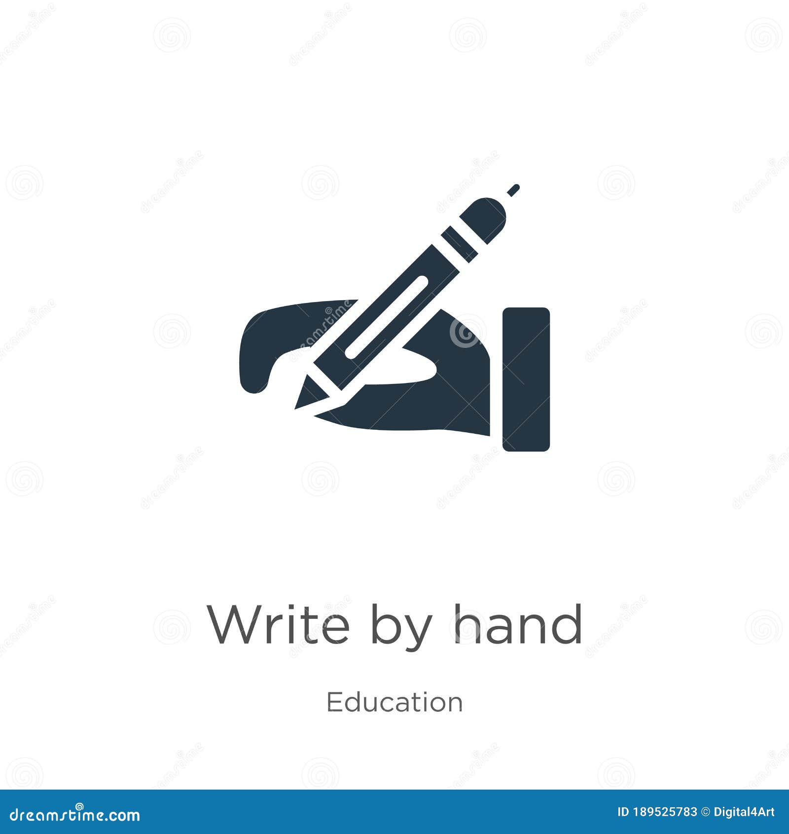 Write by Hand Icon Vector. Trendy Flat Write by Hand Icon from ...