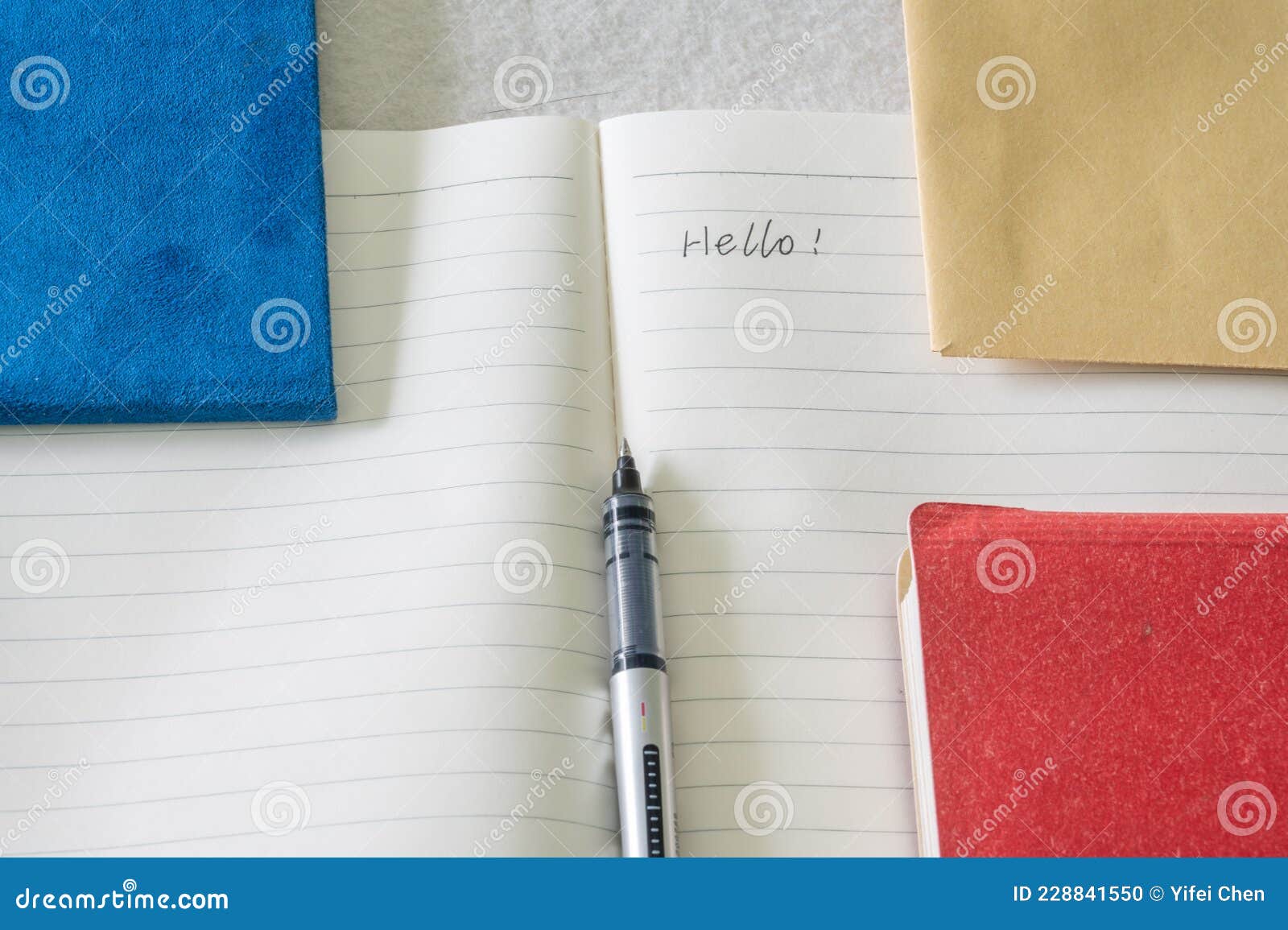 Write "hello" on the Page of the Diary Stock Photo - Image of flower ...