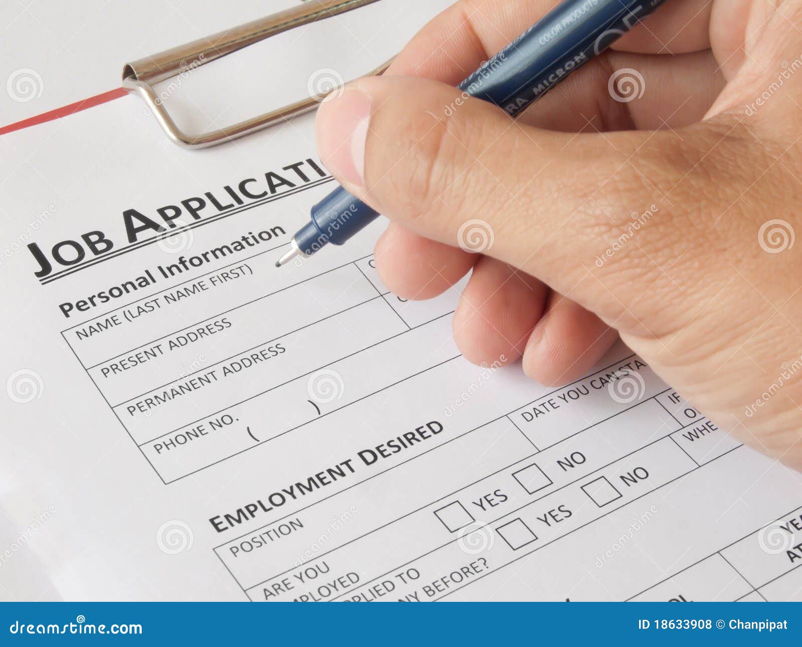 Write a job application stock photo. Image of form, office - 18633908