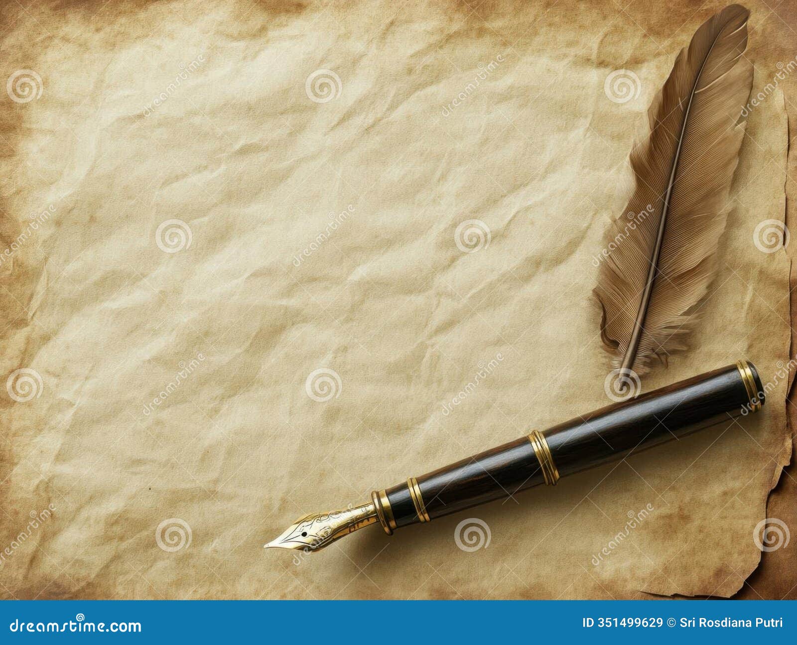 Write a Letter on Aged Paper with a Fountain Pen and Quill Stock ...