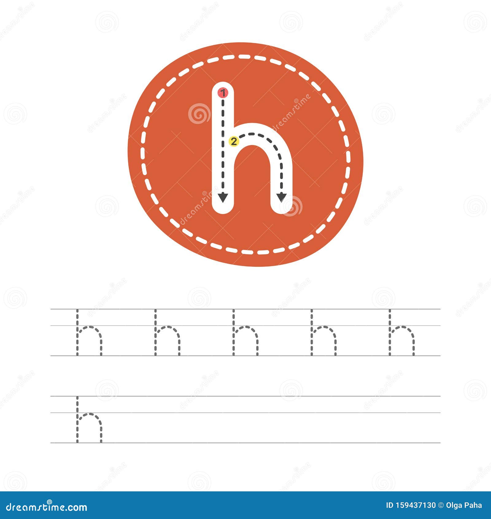 Write a letter H small stock vector. Illustration of hand - 159437130