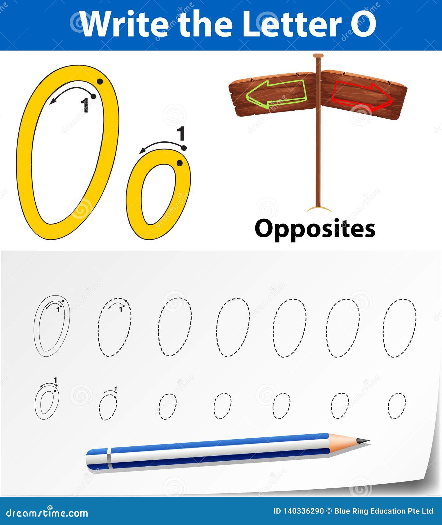 Write the Letter O English Card Stock Vector - Illustration of learning ...