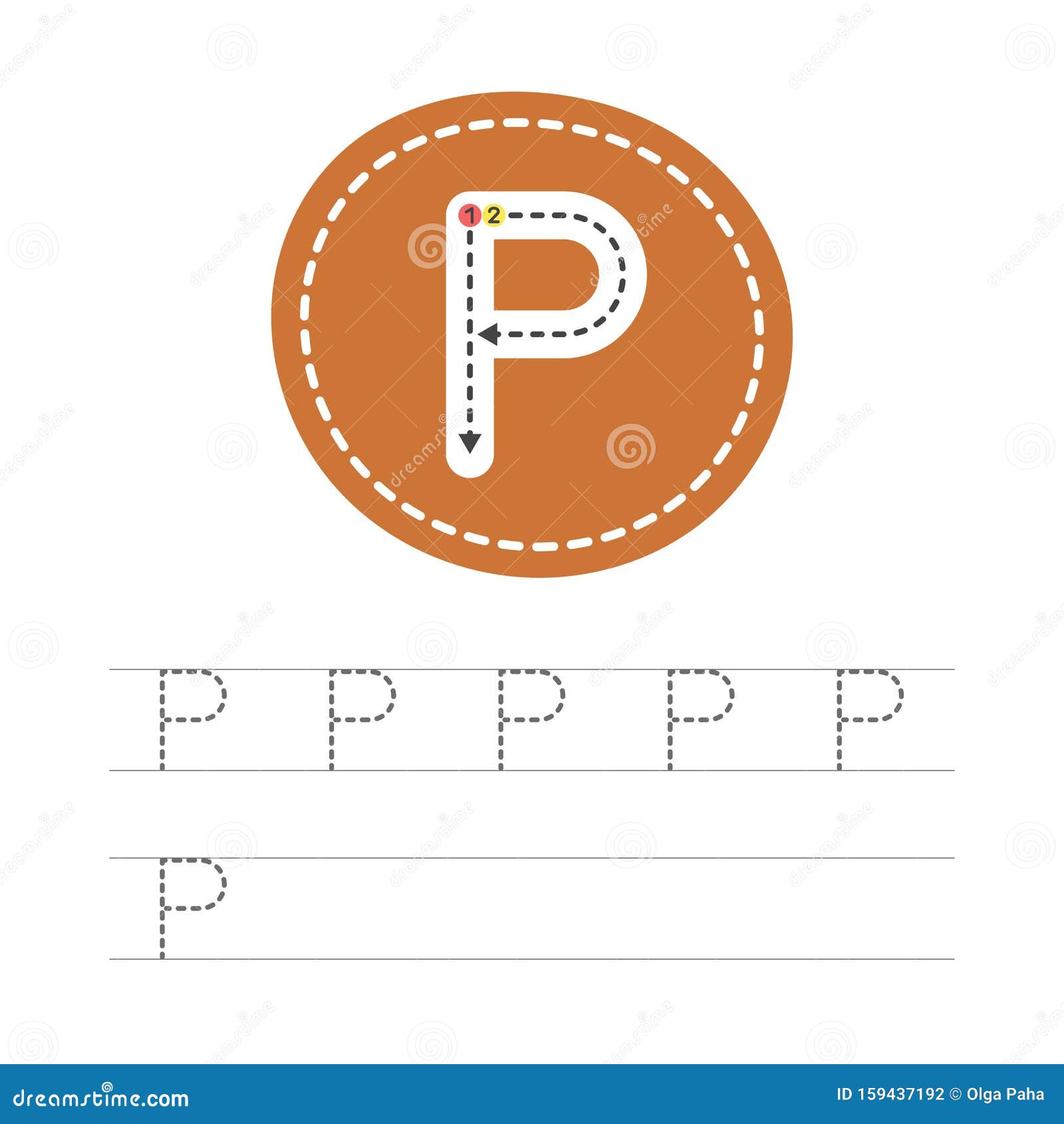 Write a letter P stock vector. Illustration of children - 159437192