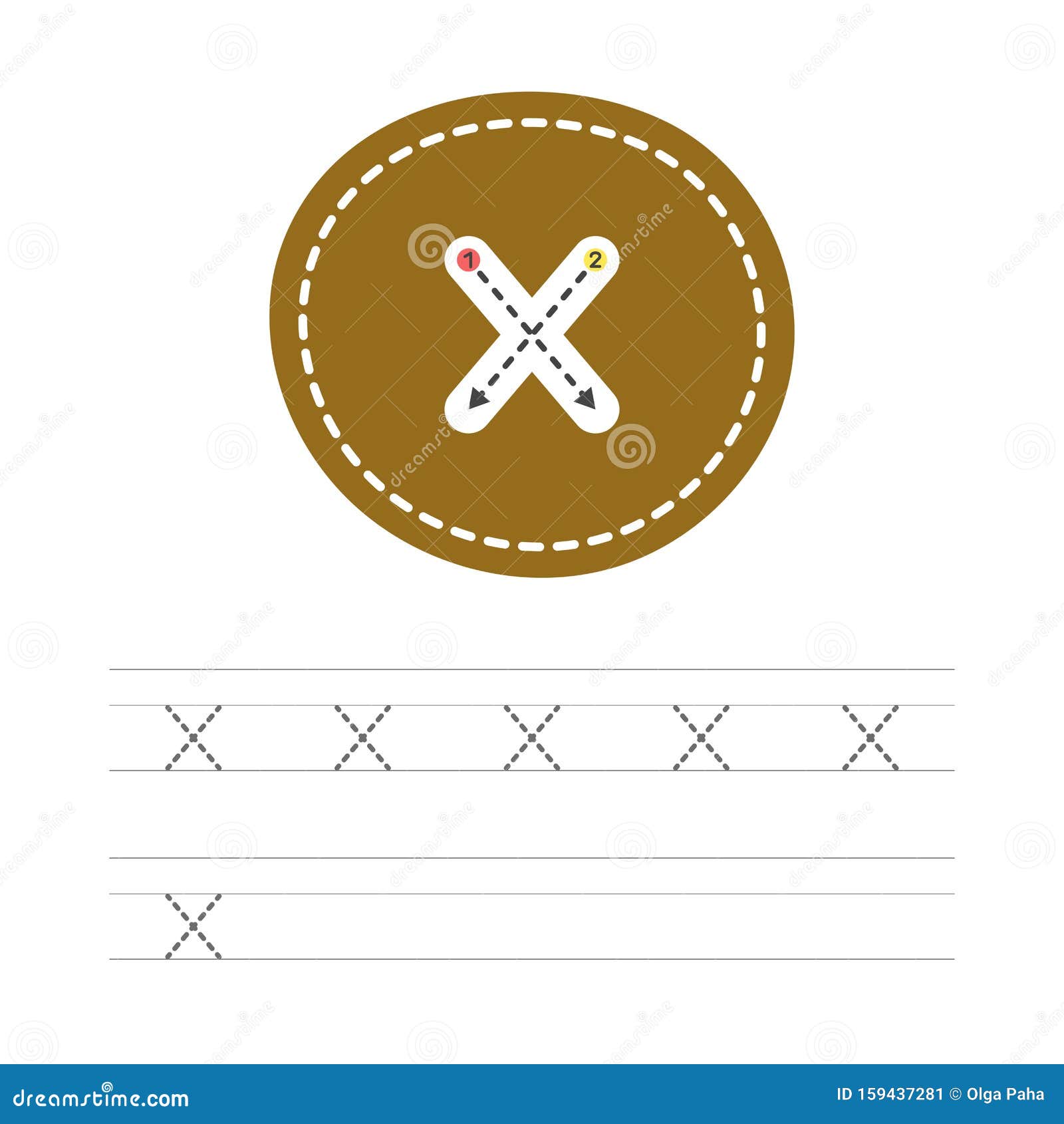 Write a letter X small stock vector. Illustration of children - 159437281