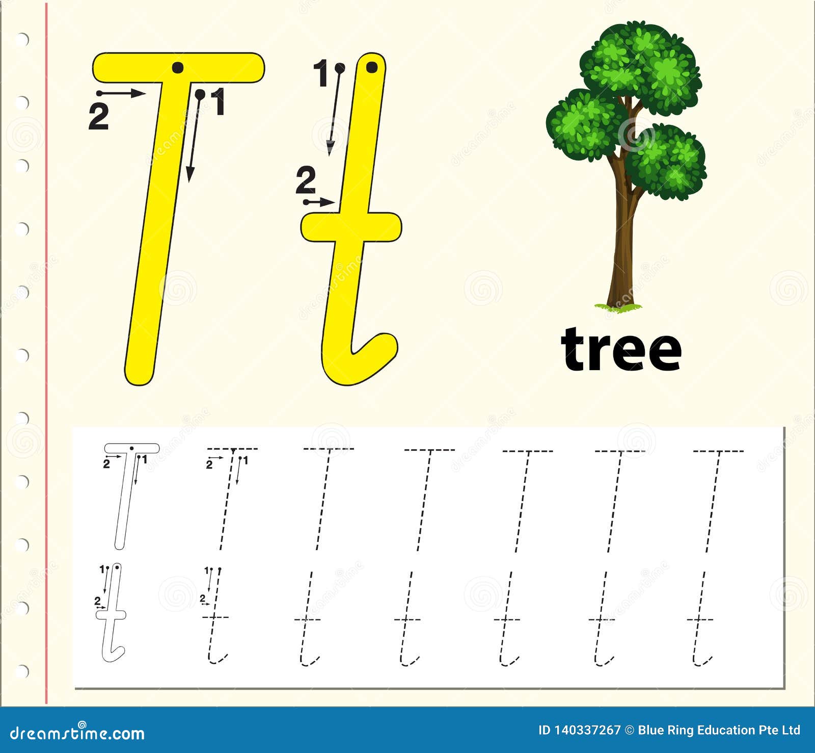 Write the Letter T English Card Stock Vector - Illustration of clipart ...