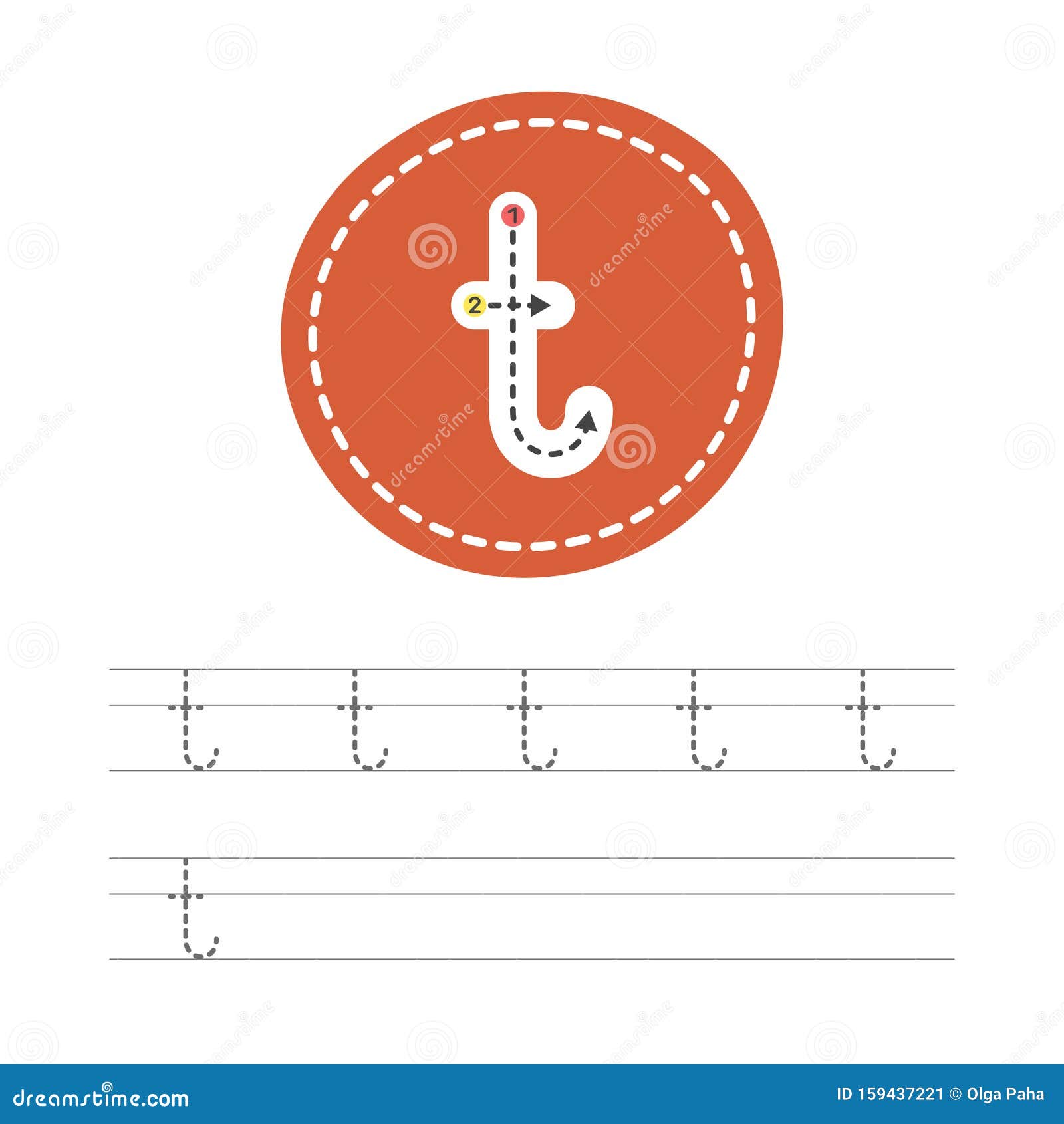 Write a letter T small stock vector. Illustration of baby - 159437221