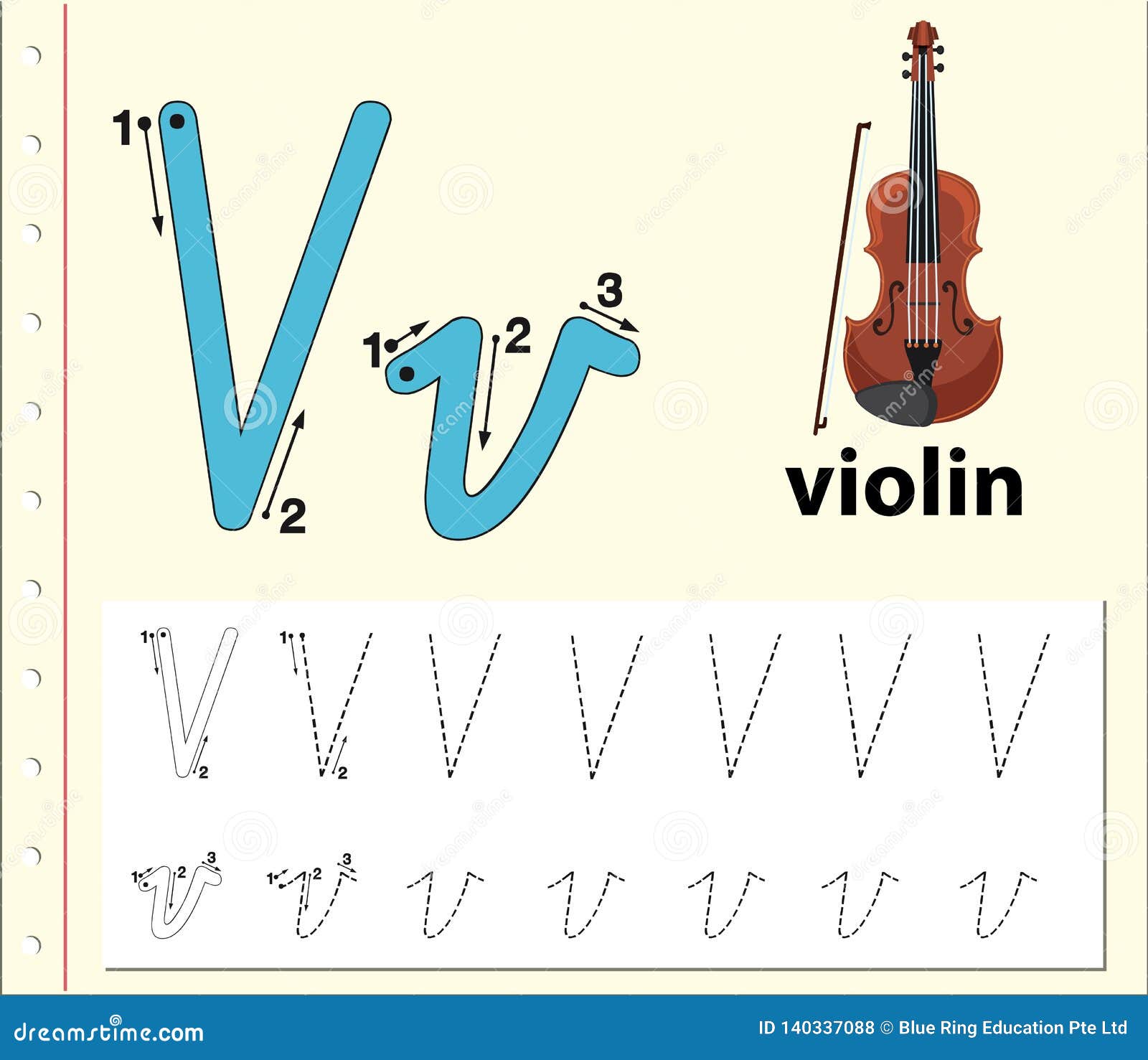 Write the Letter V English Card Stock Vector - Illustration of clip ...