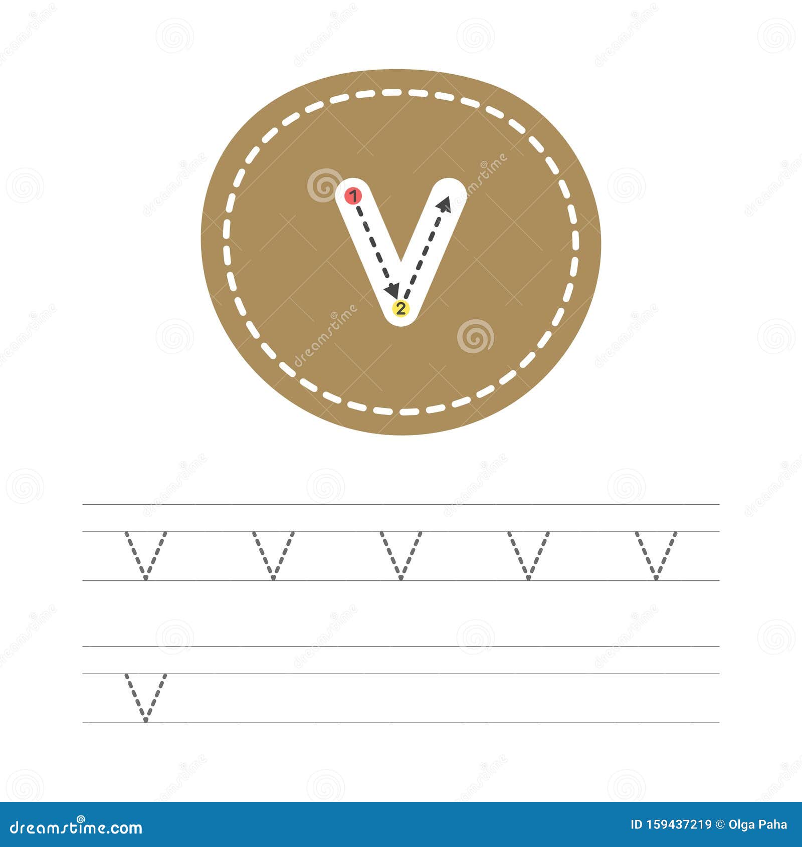 Write a letter V small stock vector. Illustration of baby - 159437219