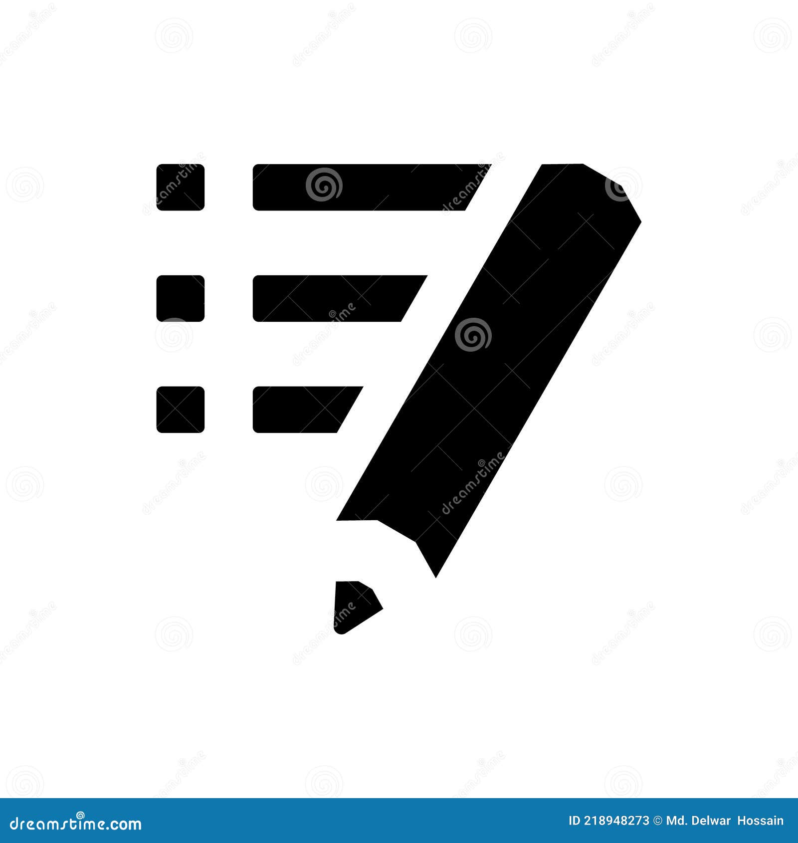 Write list icon stock vector. Illustration of vector - 218948273