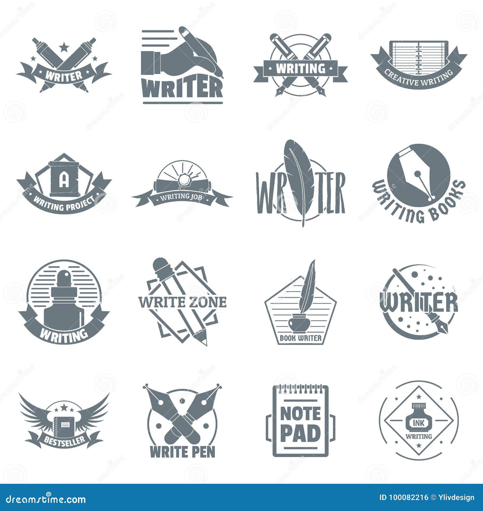 Write Logo Icons Set, Simple Style Stock Vector - Illustration of ...