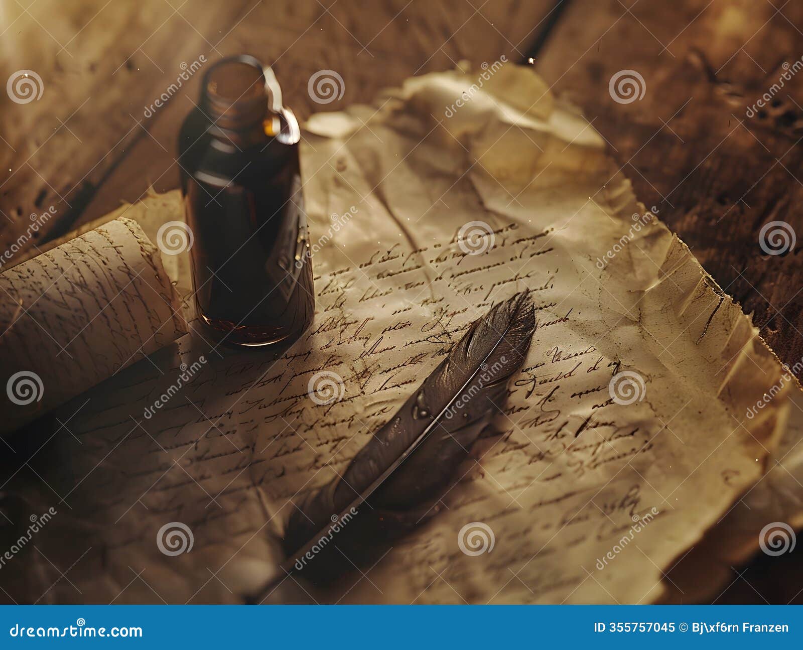 Write a Manuscript. Writing with Ink. Antique Feather Stock ...