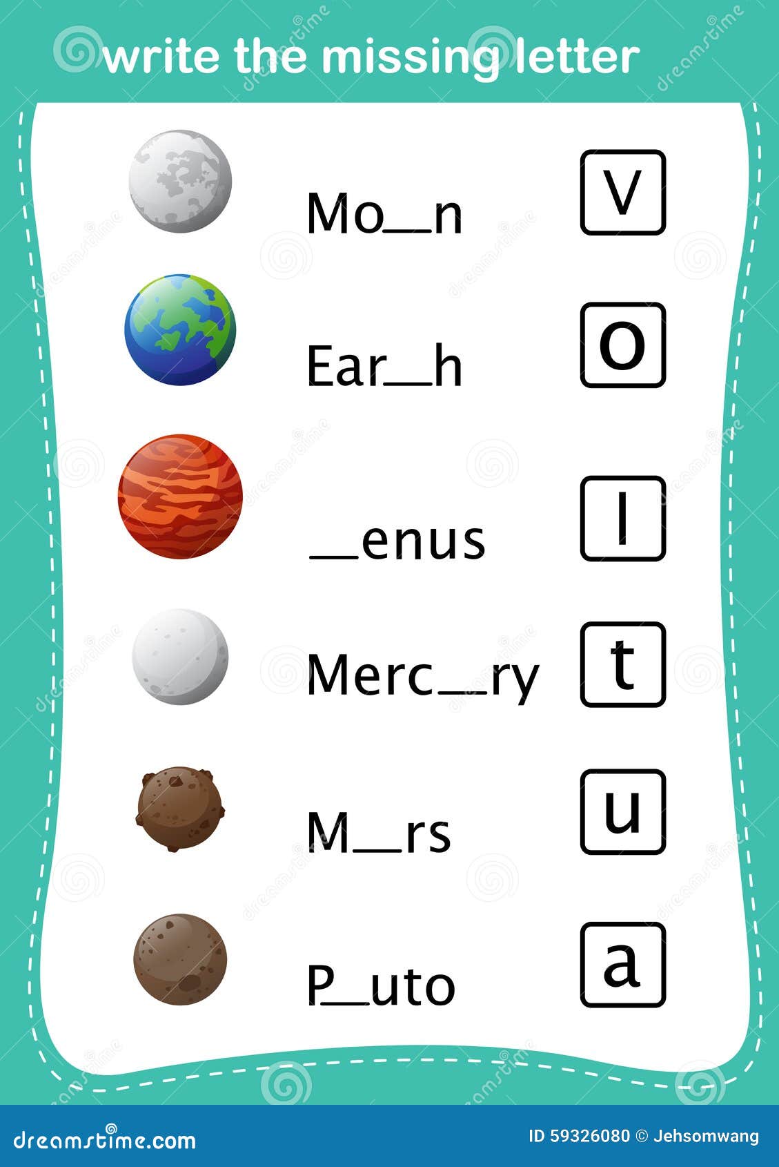 Write the missing letter stock vector. Illustration of missing - 59326080