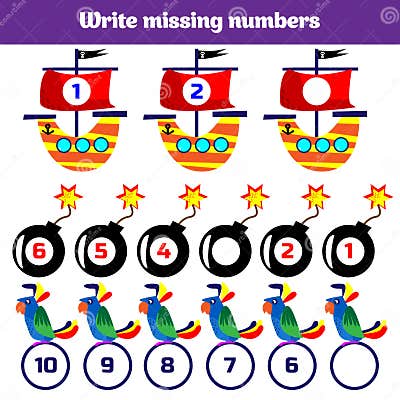 Write the Missing Number. Mathematics Educational Game for Children ...