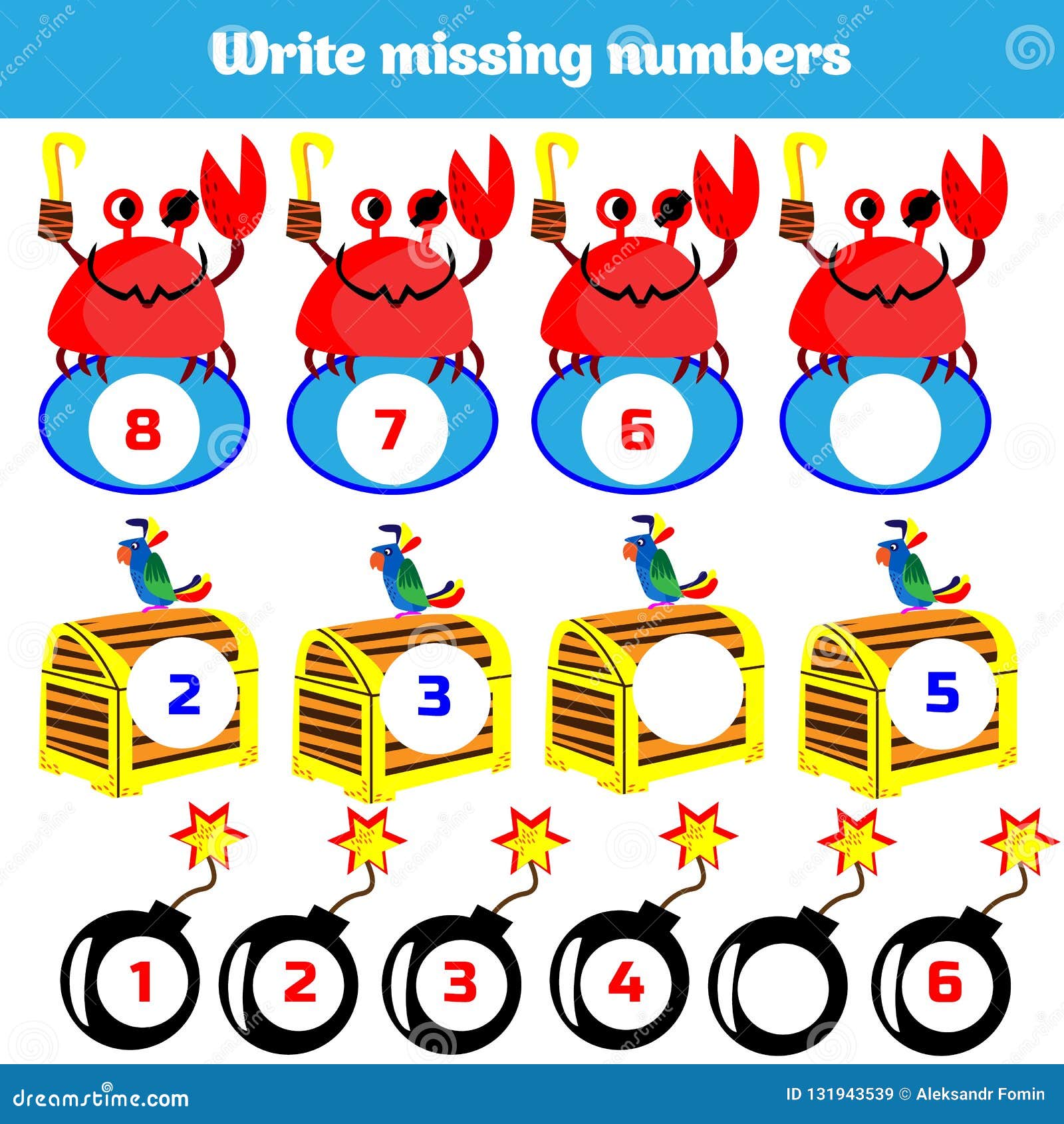 Write the Missing Number. Mathematics Educational Game for Children ...