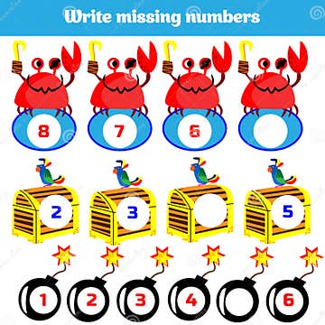 Write the Missing Number. Mathematics Educational Game for Children ...