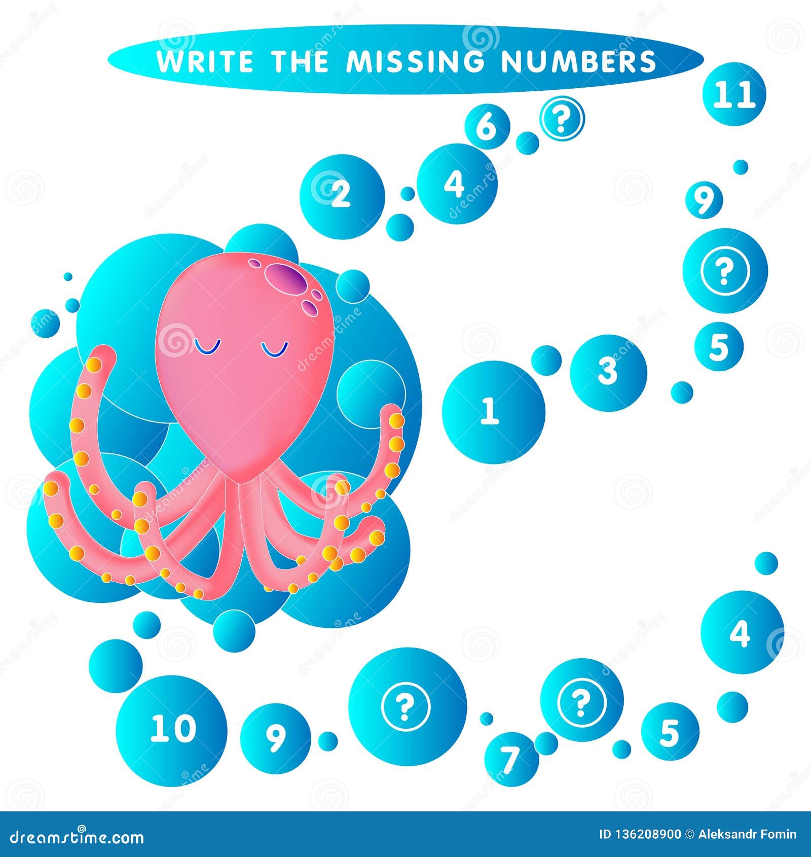 Number Six Octopus Vector | CartoonDealer.com #46266516