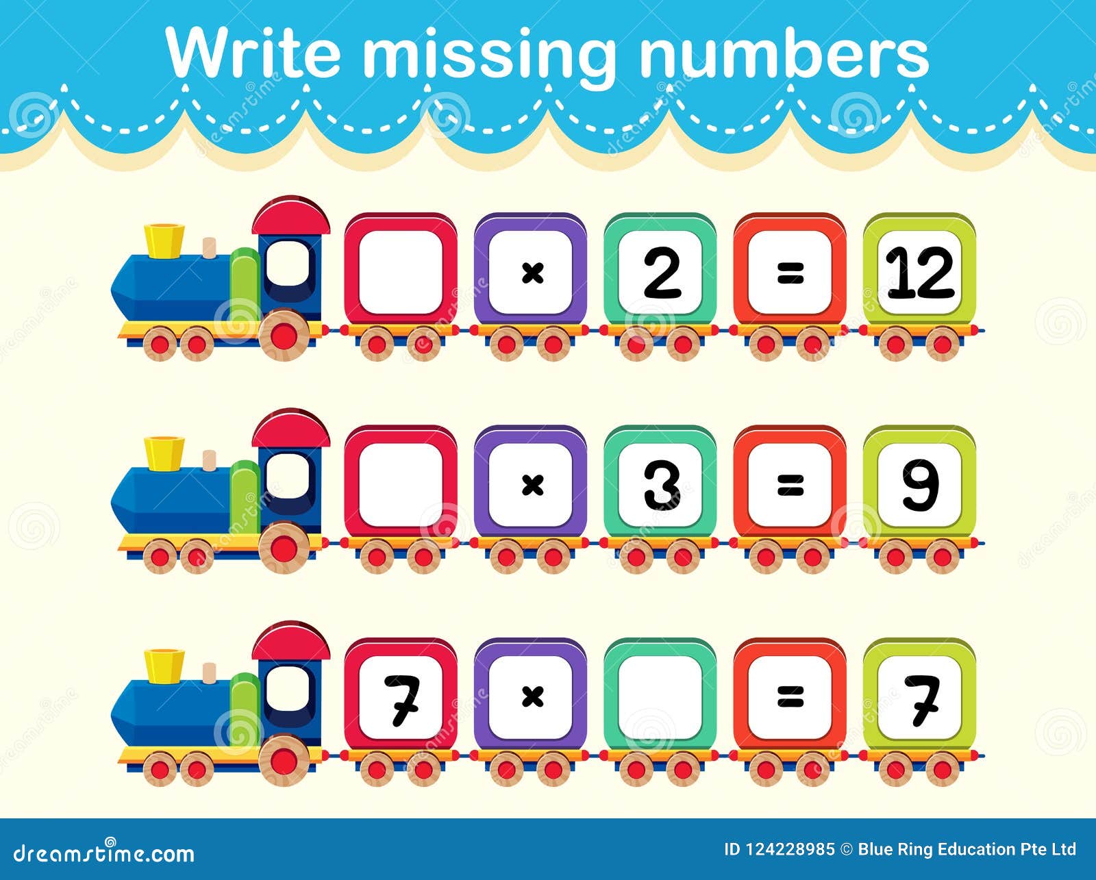 Write the Missing Numbers Train Concept Stock Vector - Illustration of ...