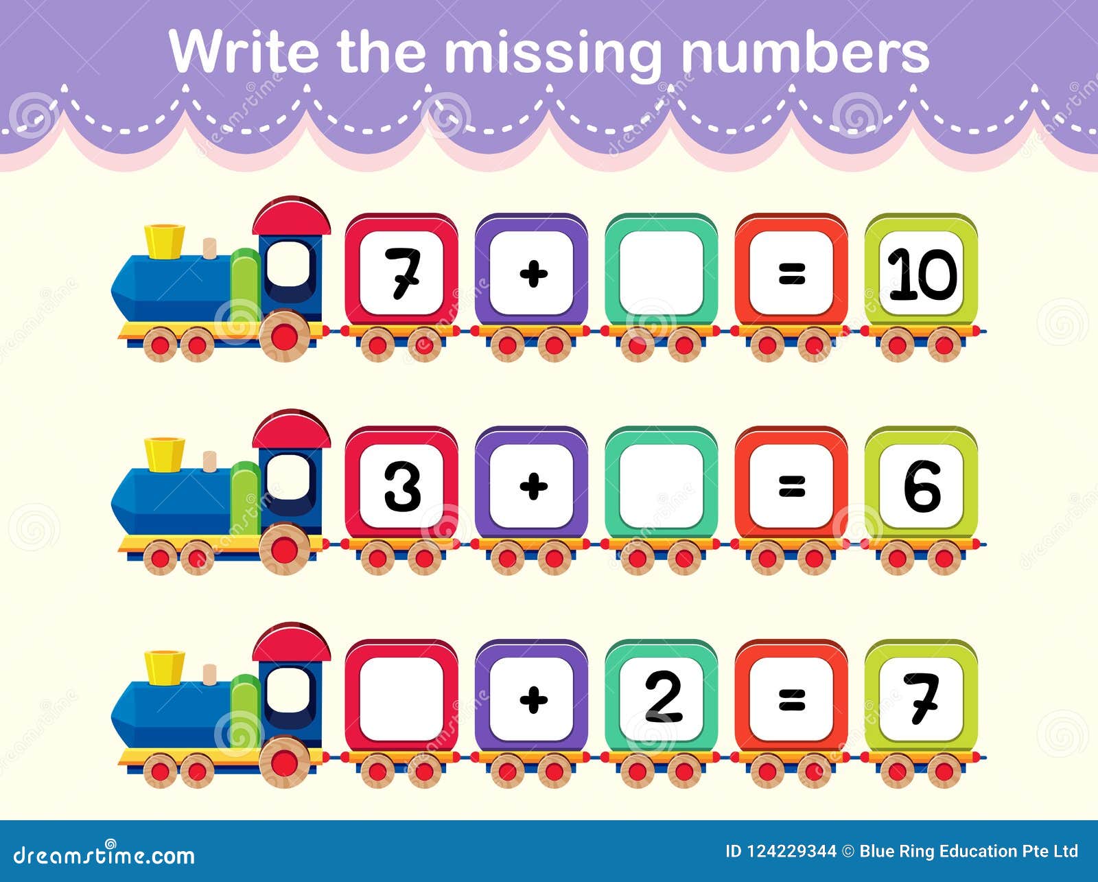 Write the Missing Numbers Train Poster Stock Vector - Illustration of ...