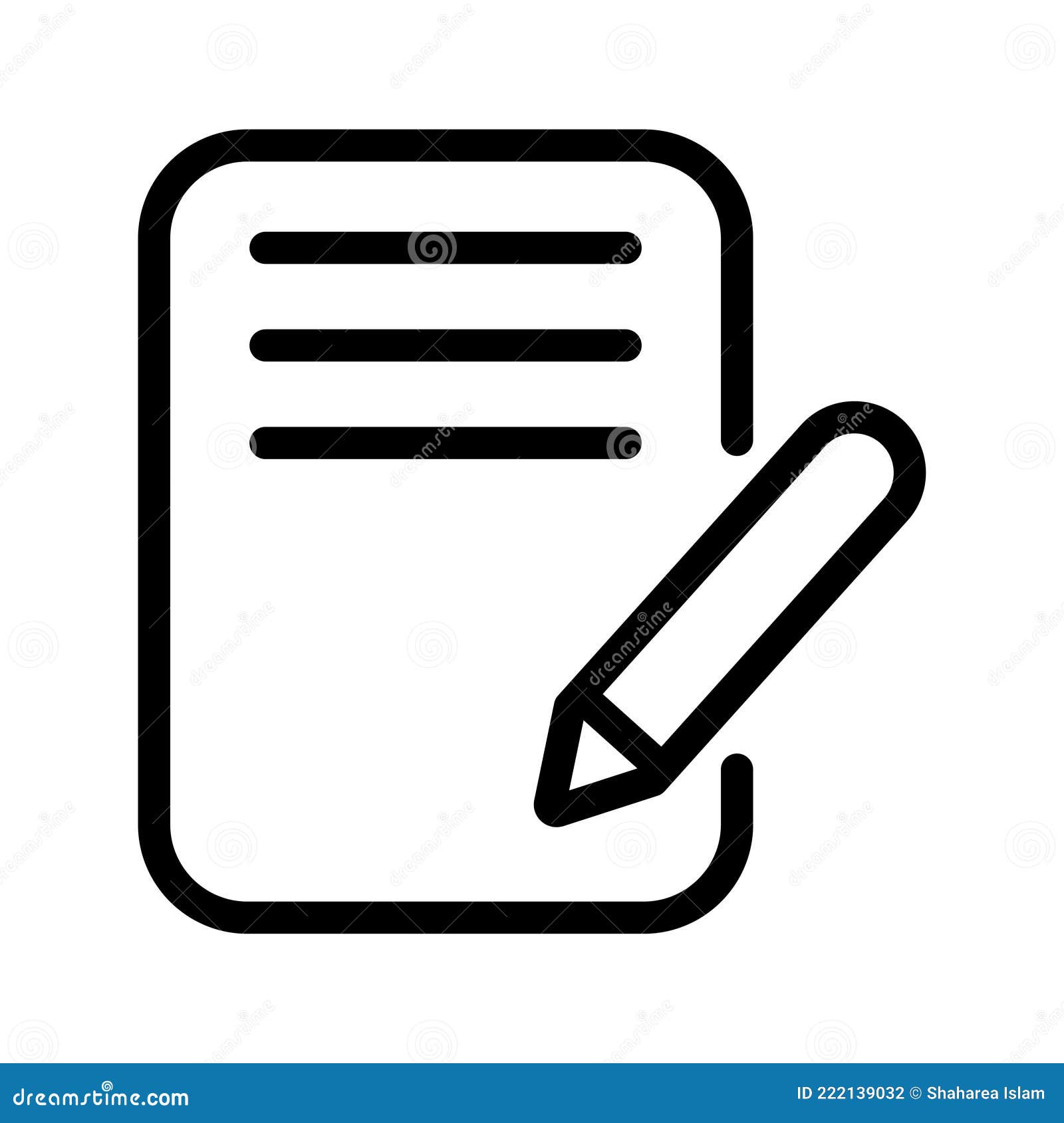 Write Note Icon stock vector. Illustration of symbol - 222139032