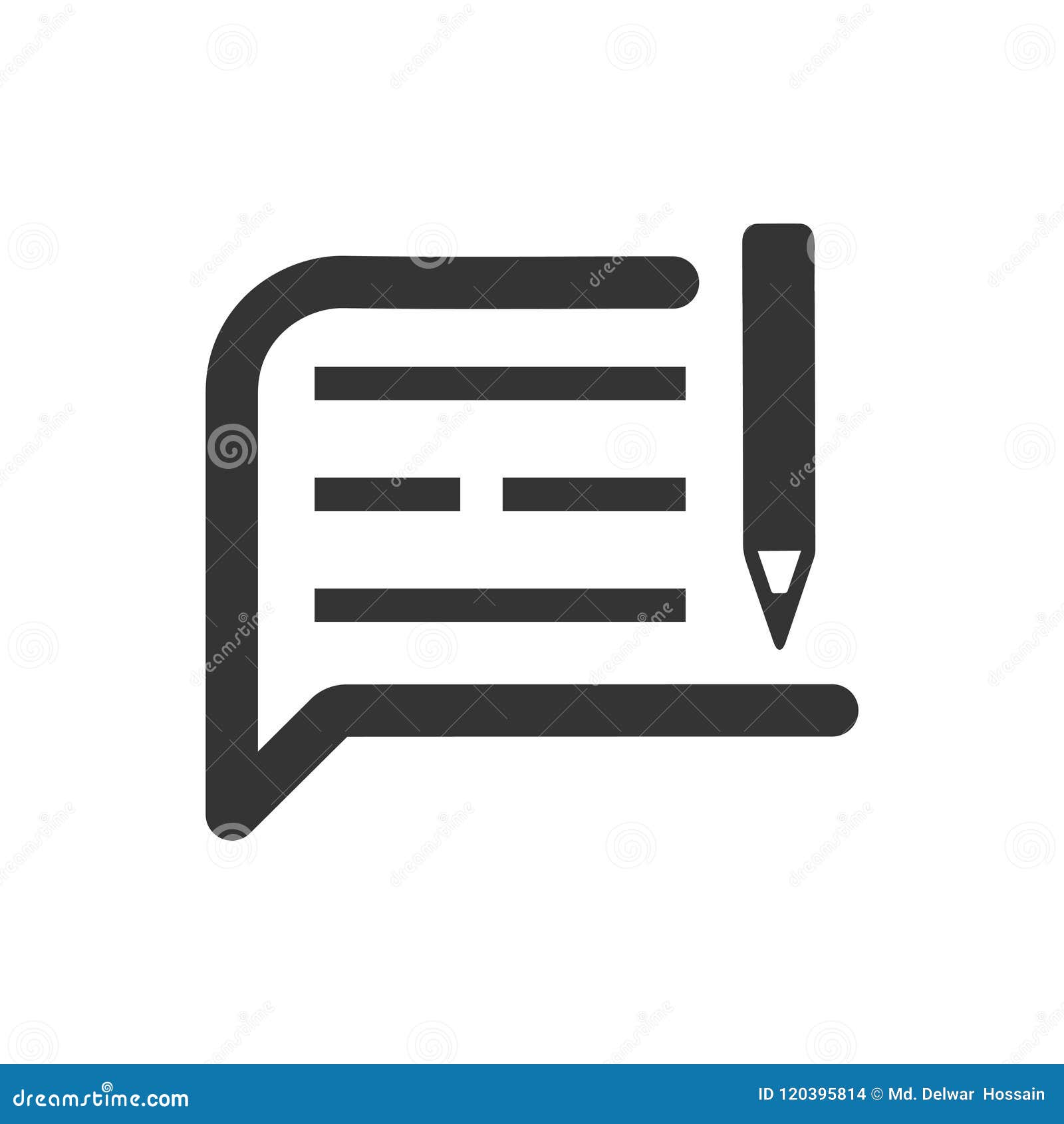 Write a Note Icon stock vector. Illustration of notepad - 120395814